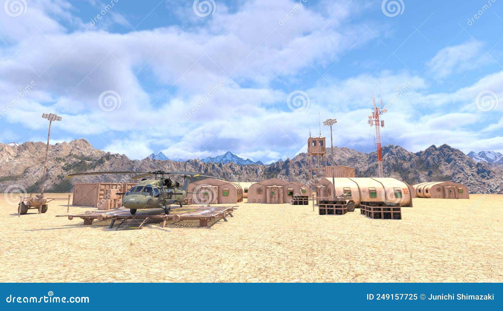 3D Rendering of the Military Camp Stock Illustration - Illustration of ...