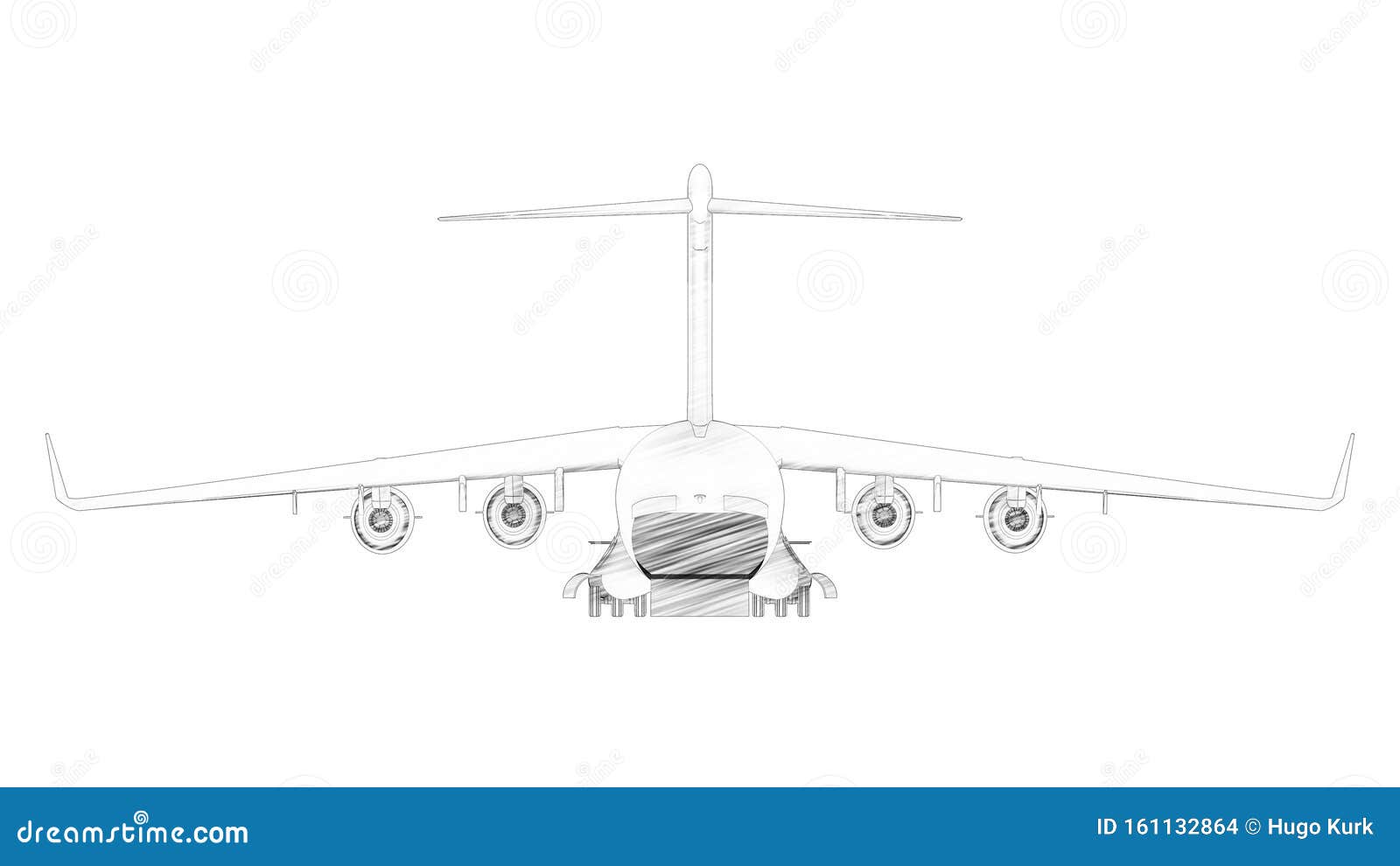 3d Rendering Of A Millatary Cargo Plane Isolated In White Background ...