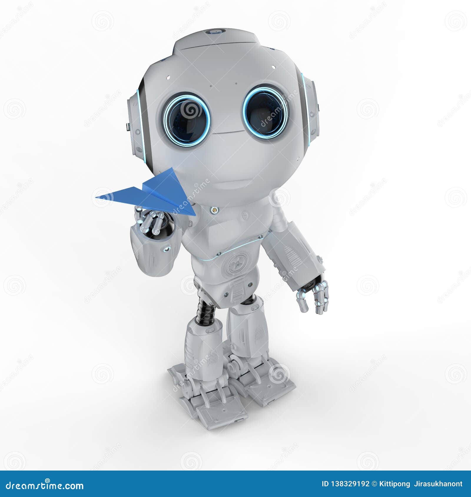 Robot with paper plane stock illustration. Illustration of plane ...