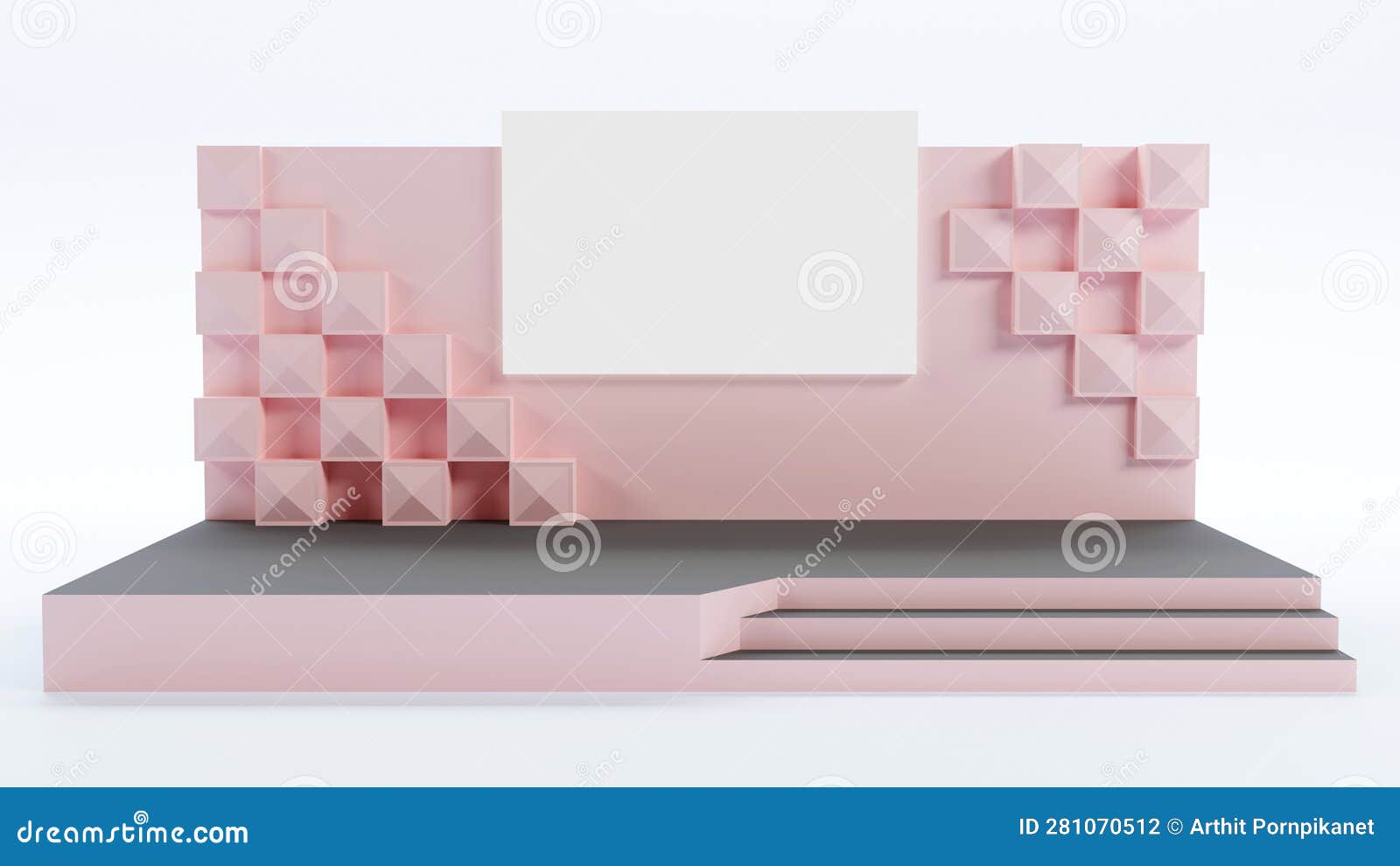 3d Rendering of Mini Stage Design with Media Screen on White Background ...
