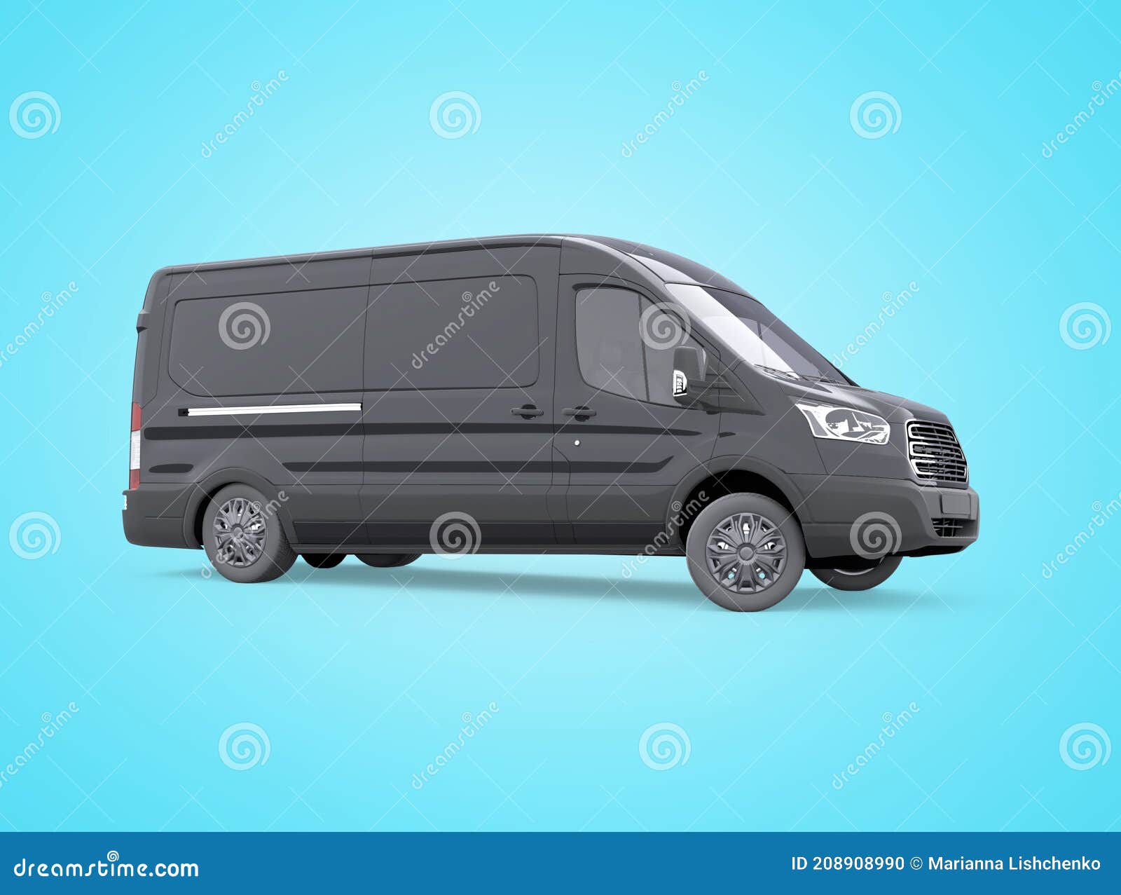 3d Rendering Minibus Turns On Blue Background With Shadow Stock Photo ...