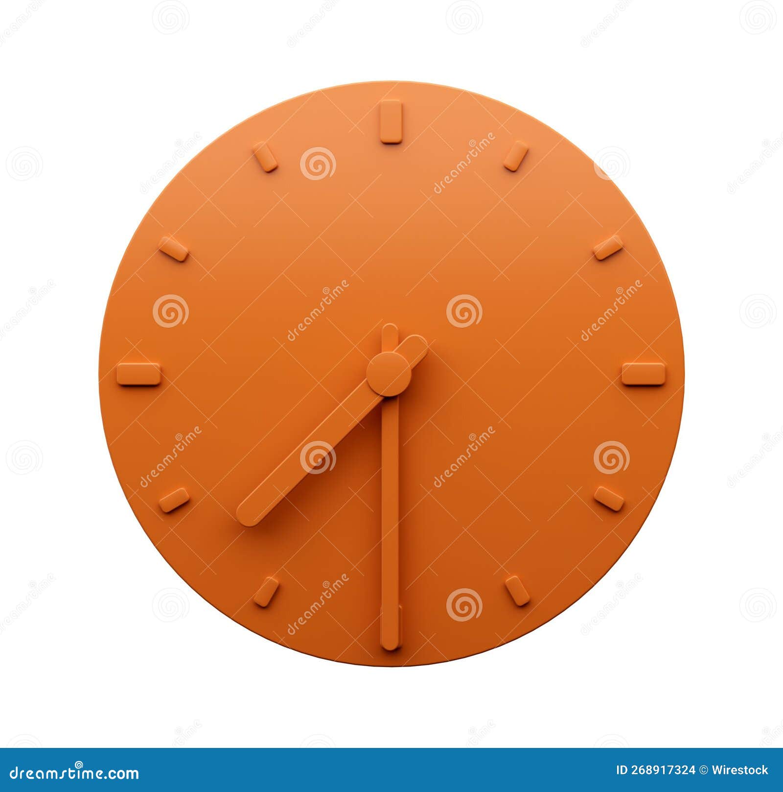 3D Rendering of Minimal Orange Clock Showing 7:30 Time Stock ...