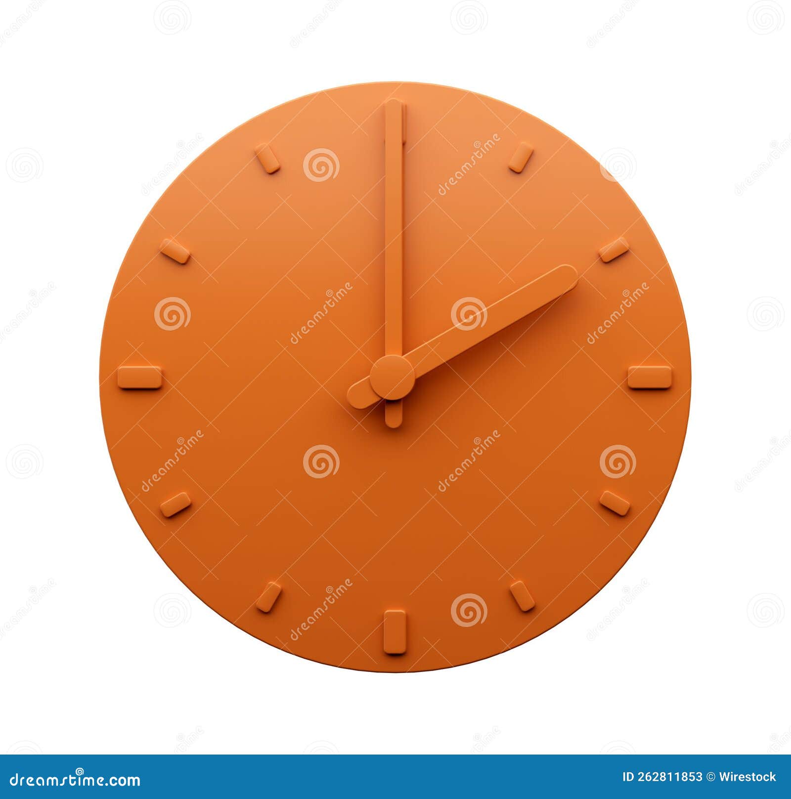 3d Rendering of Minimal Orange Clock 02:00. Two O Clock Abstract ...