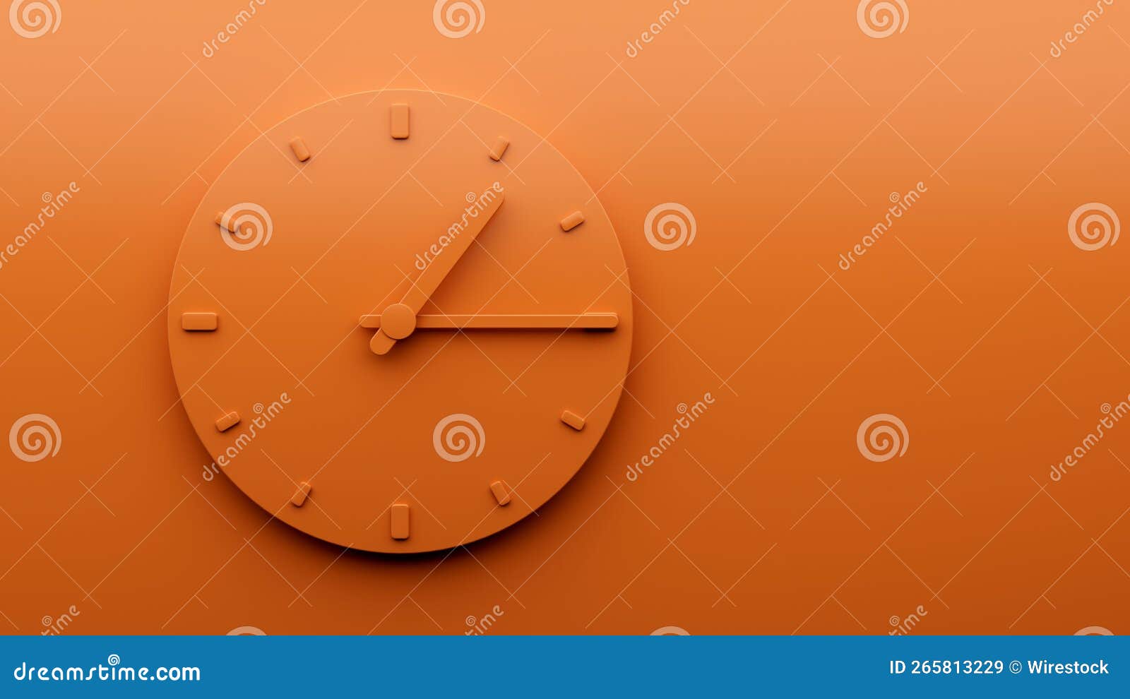 3d Rendering of a Minimalistic Orange Wall Clock Showing a Quarter Past ...