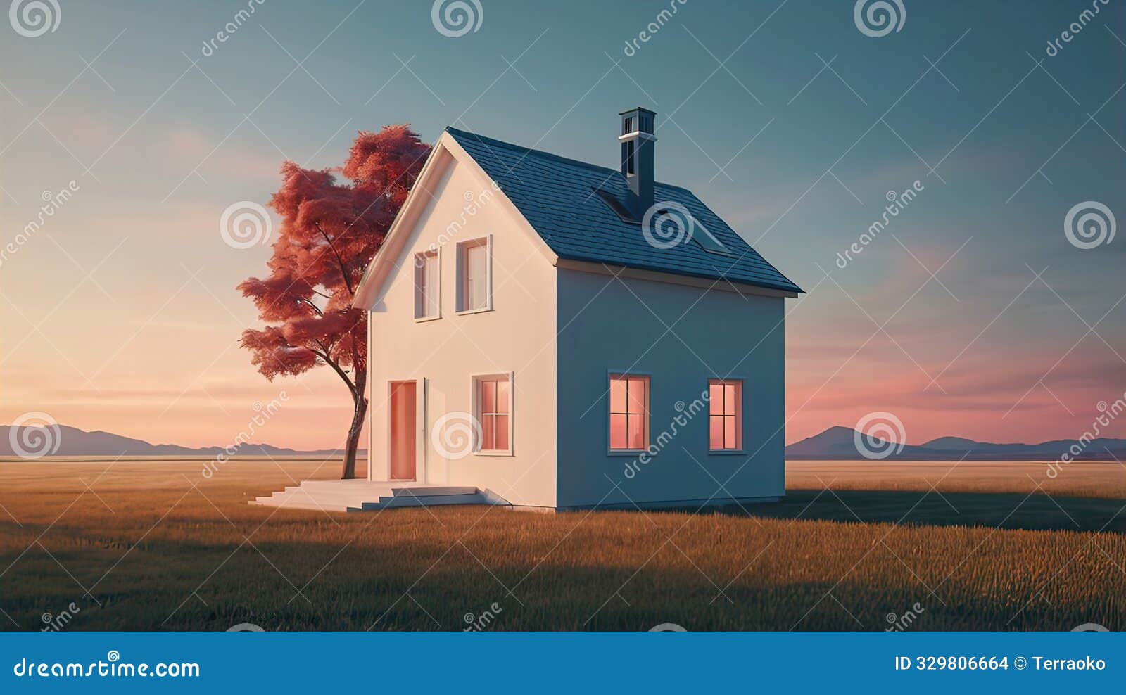 3D Rendering of a Minimalistic Simple House on a White Background ...