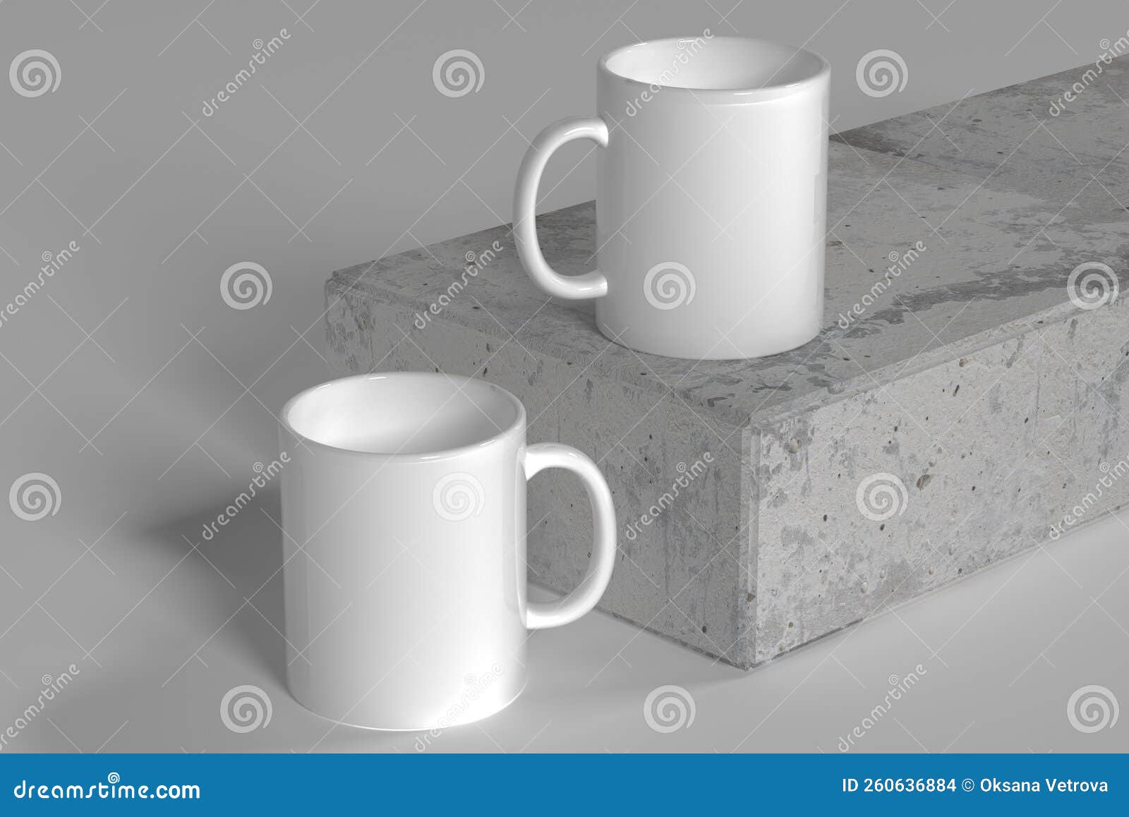 3D Rendering of a Mockup of Empty Sublimation Cups on a Gray and ...