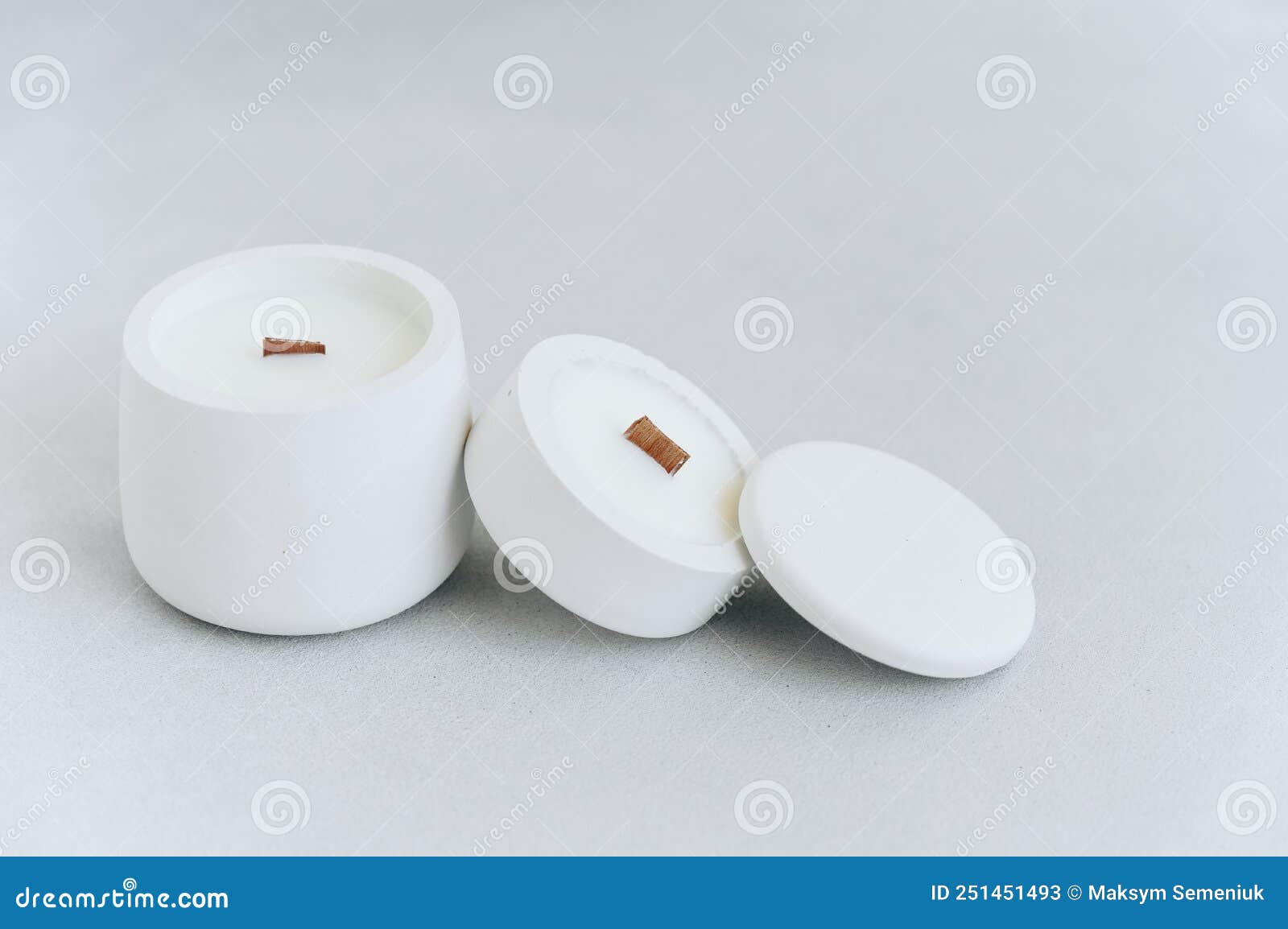 3D Rendering. Model Empty White Candle in Plaster Jar. Two Candles on ...