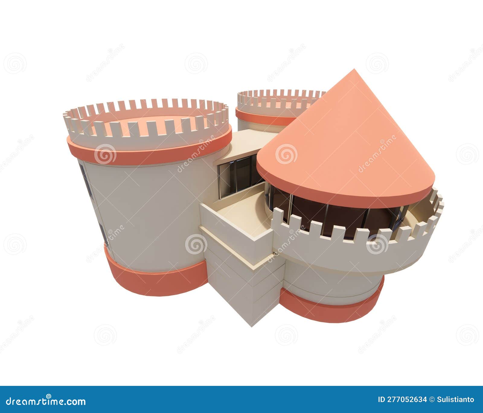 3d Rendering Model of Modern Minimalist Orange Castle Architecture ...