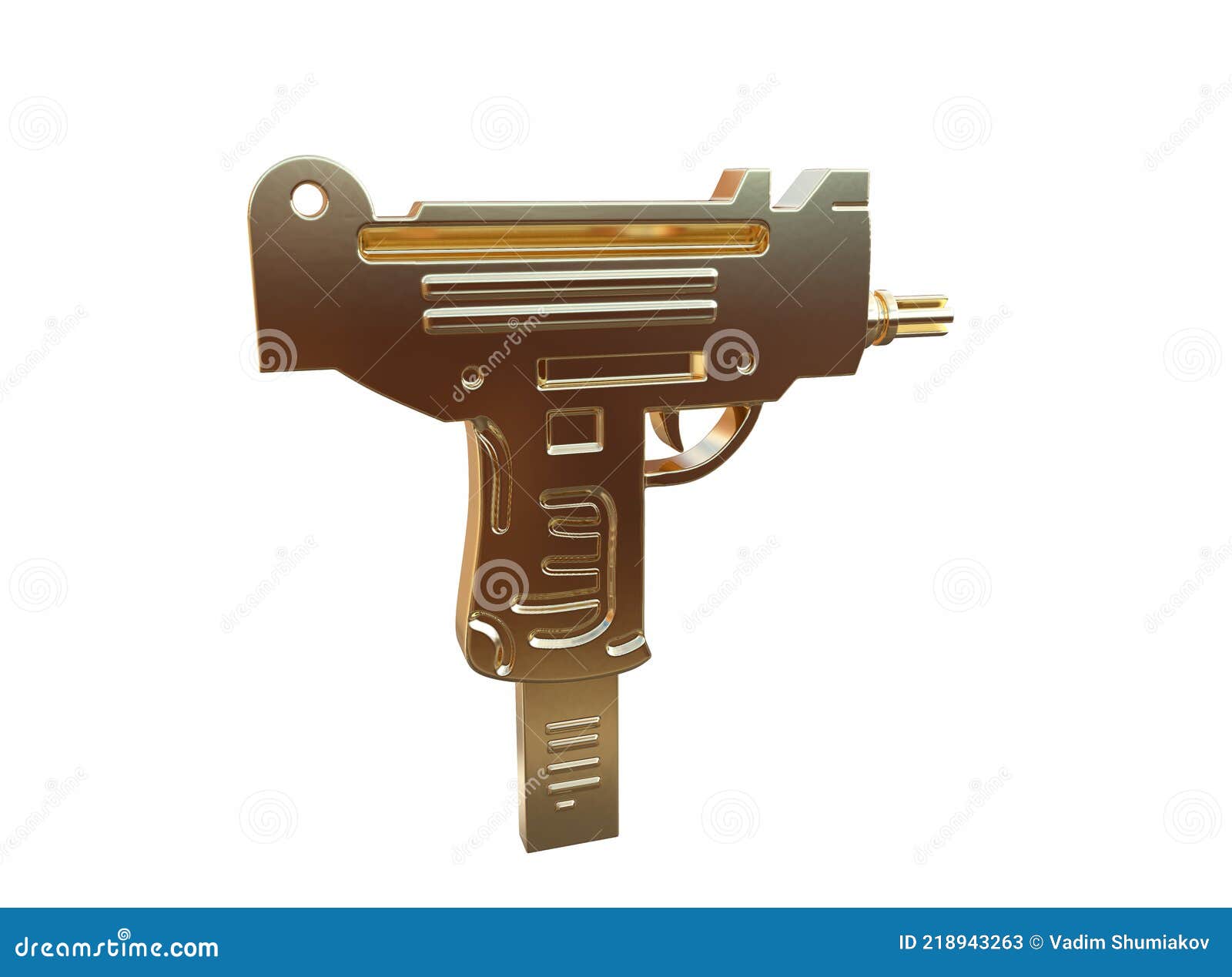 3d Rendering of the Model Submachine Gun Right-side View on White ...