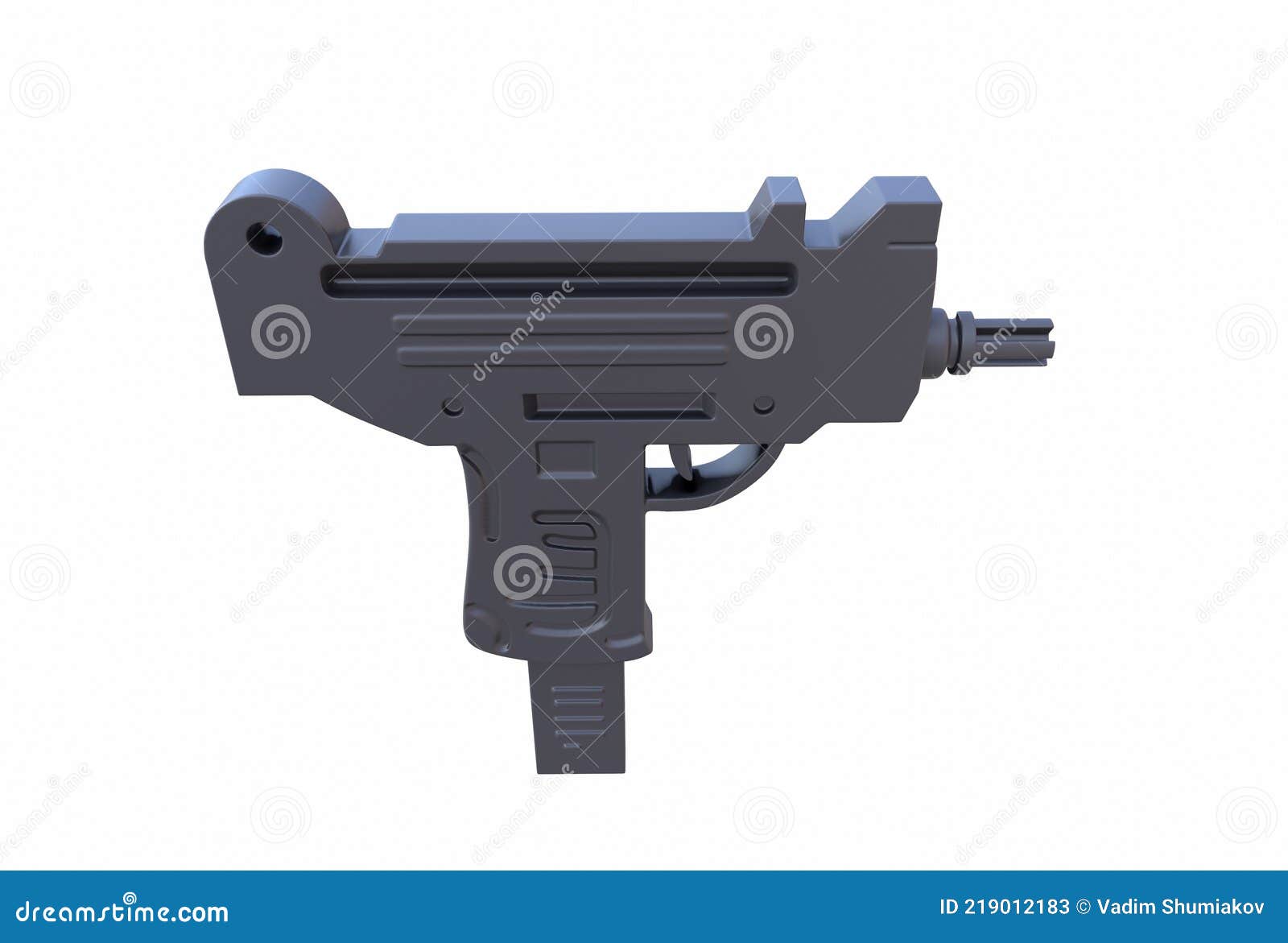 3d Rendering of the Model Submachine Gun Right-side View on White ...