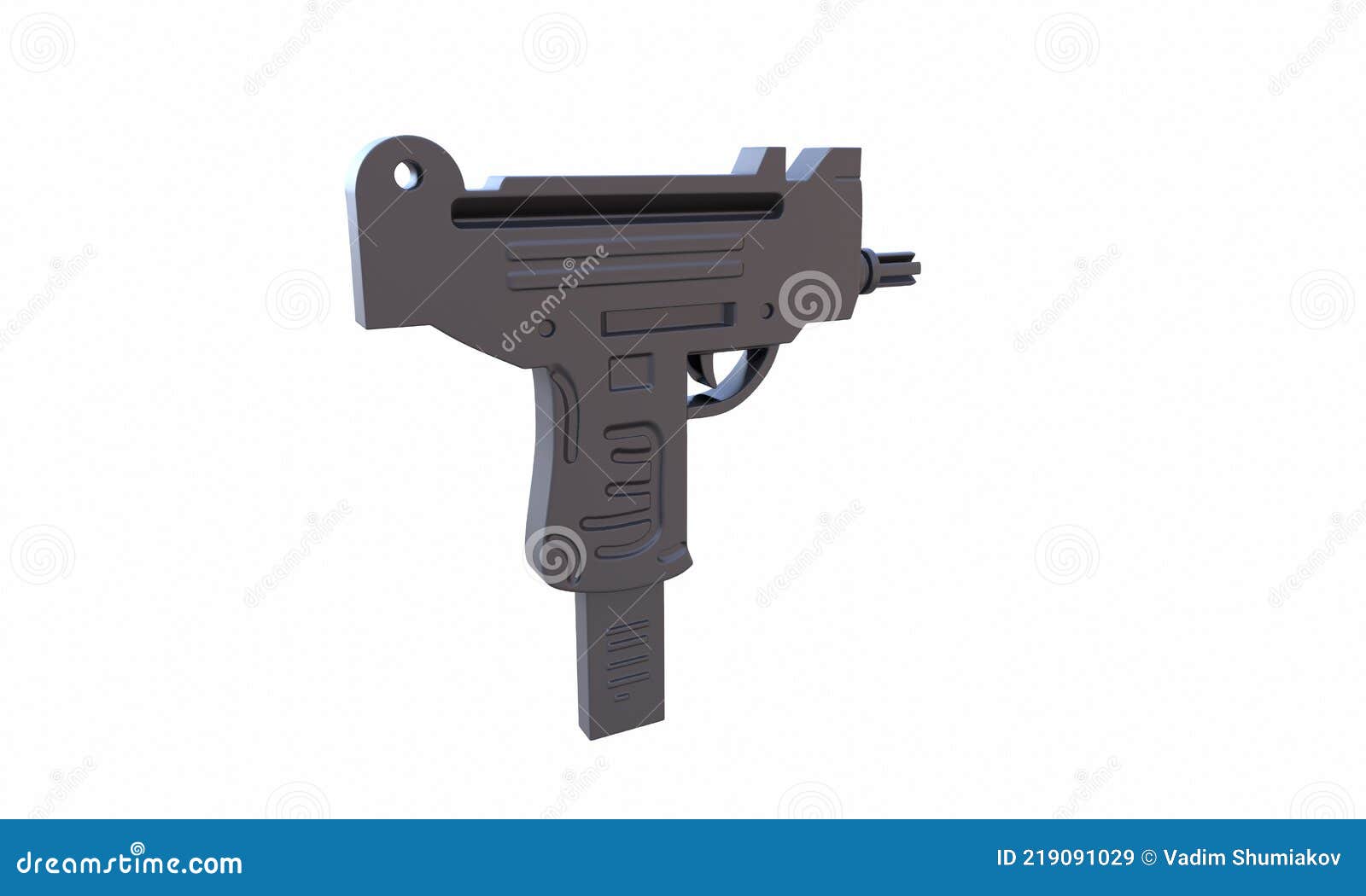 3d Rendering of the Model Submachine Gun Right-side View on White ...