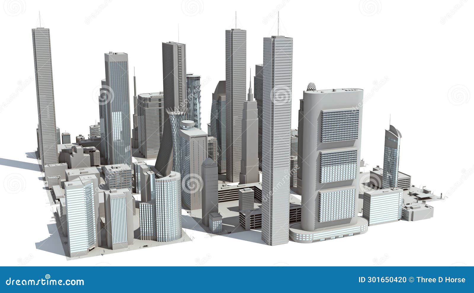 3D Rendering of Modern Architectural City on White Background Stock ...