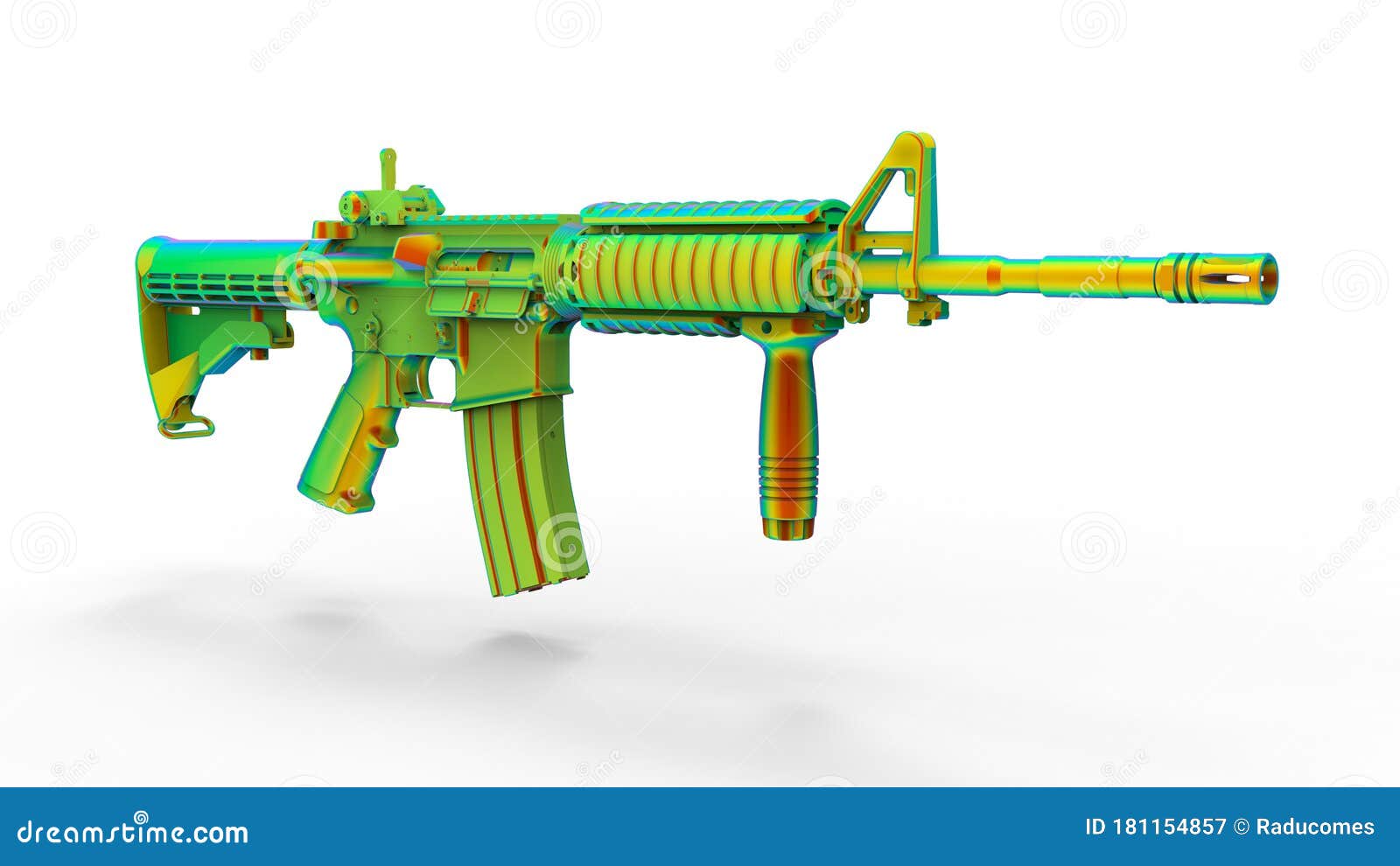 3D Rendering - Modern Assault Rifle Rainbow Colors Stock Illustration ...