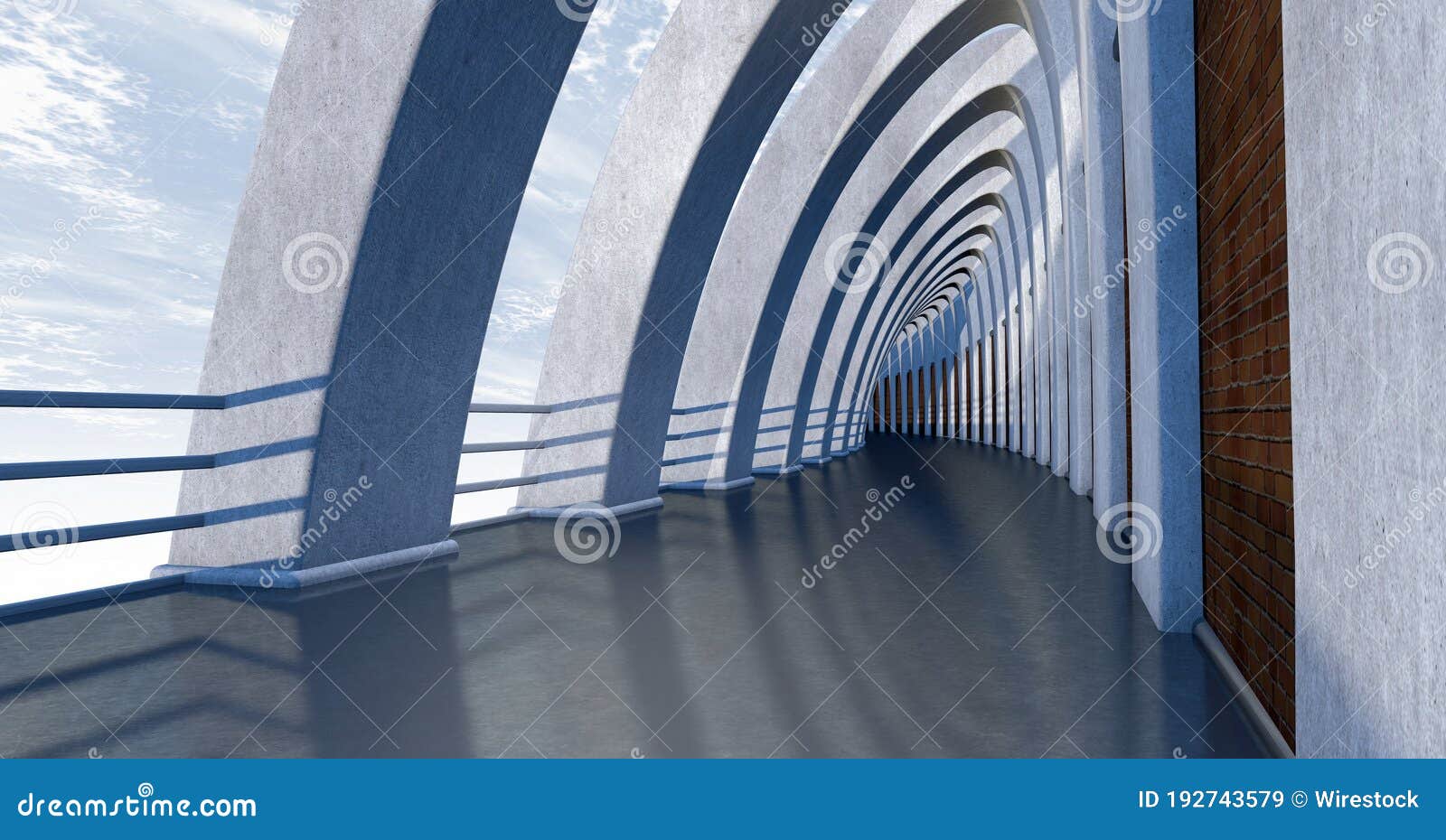 3D Rendering of Modern Building Arches Stock Illustration ...