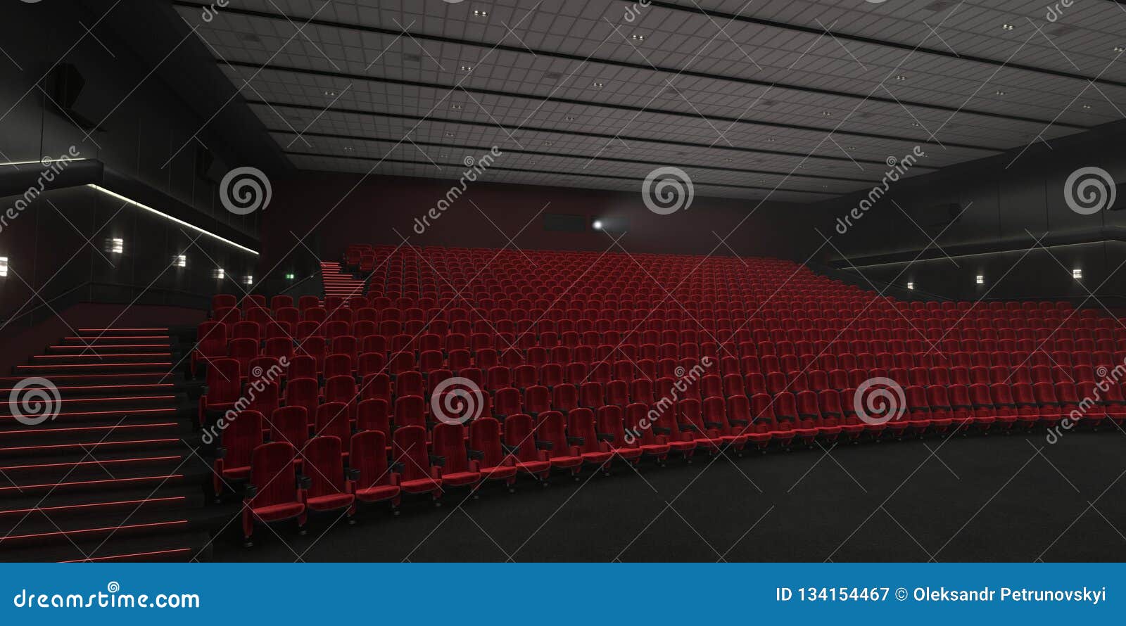 3D rendering modern cinema stock illustration. Illustration of screen ...