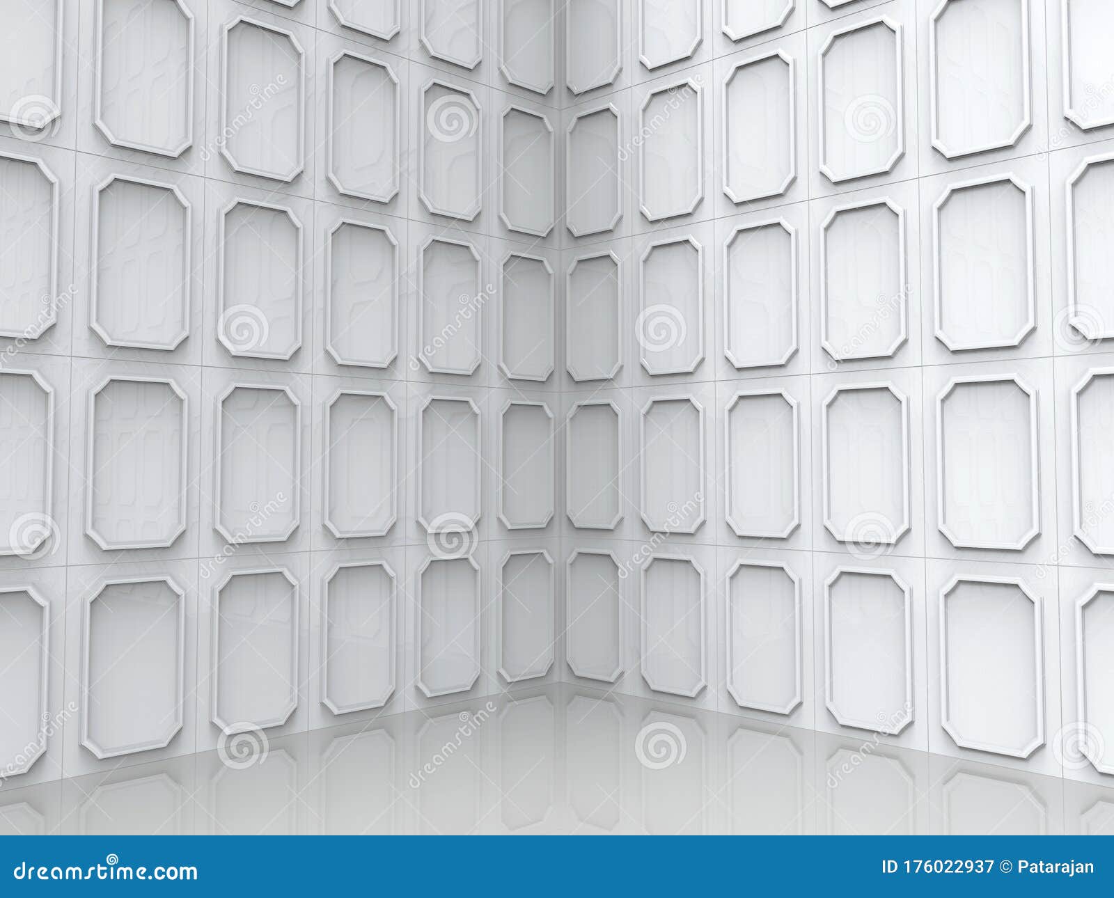 3d Rendering. Modern Classic Square Pattern Style Corner Wall and Floor ...