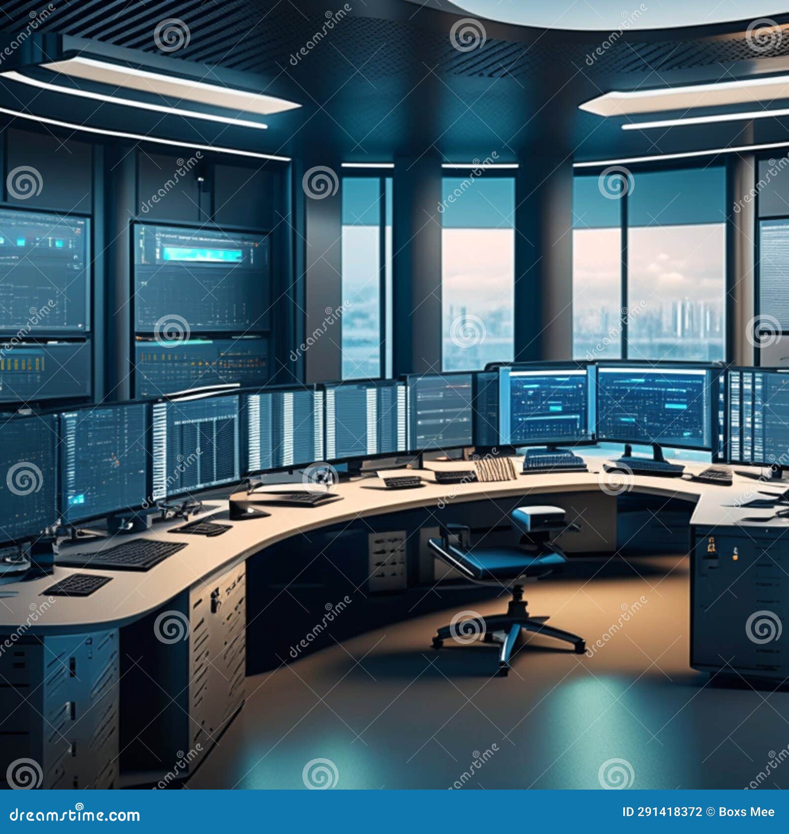 3D Rendering of a Modern Computer Room with Servers and Computers ...
