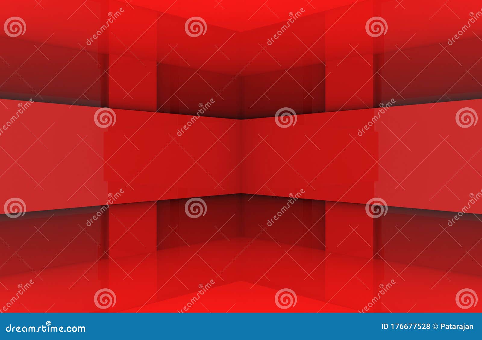 3d Rendering. Modern Design Red Panel Box Corner Wall Background. Stock ...