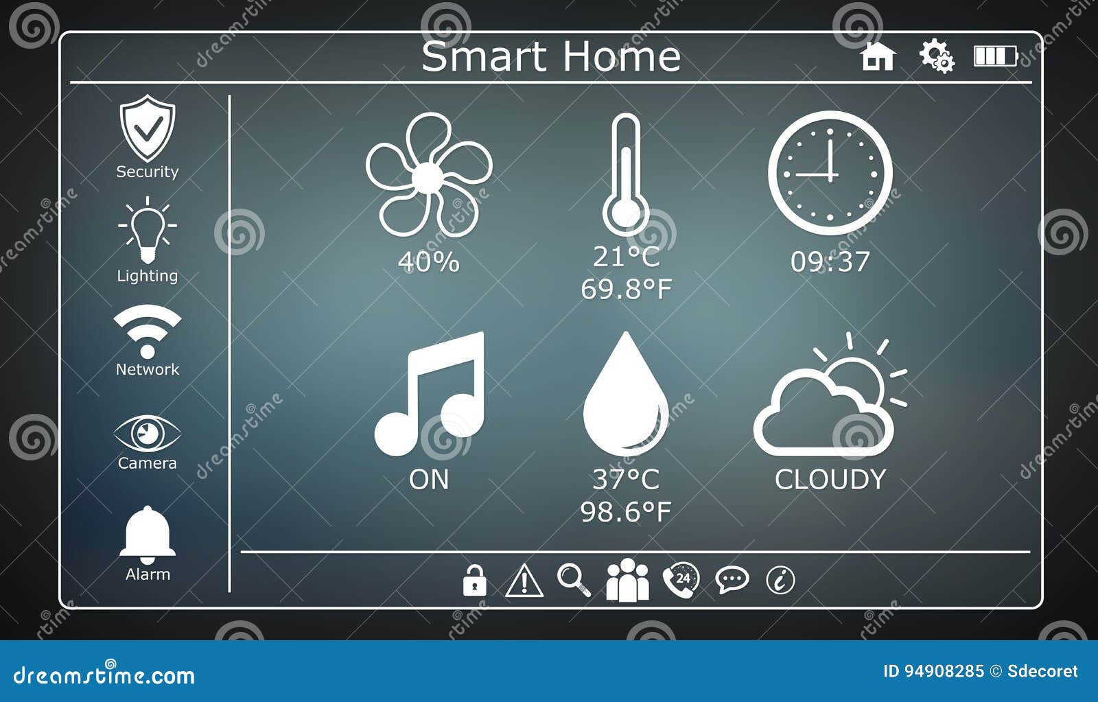 3D Rendering Modern Digital Smart House Interface Stock Illustration ...