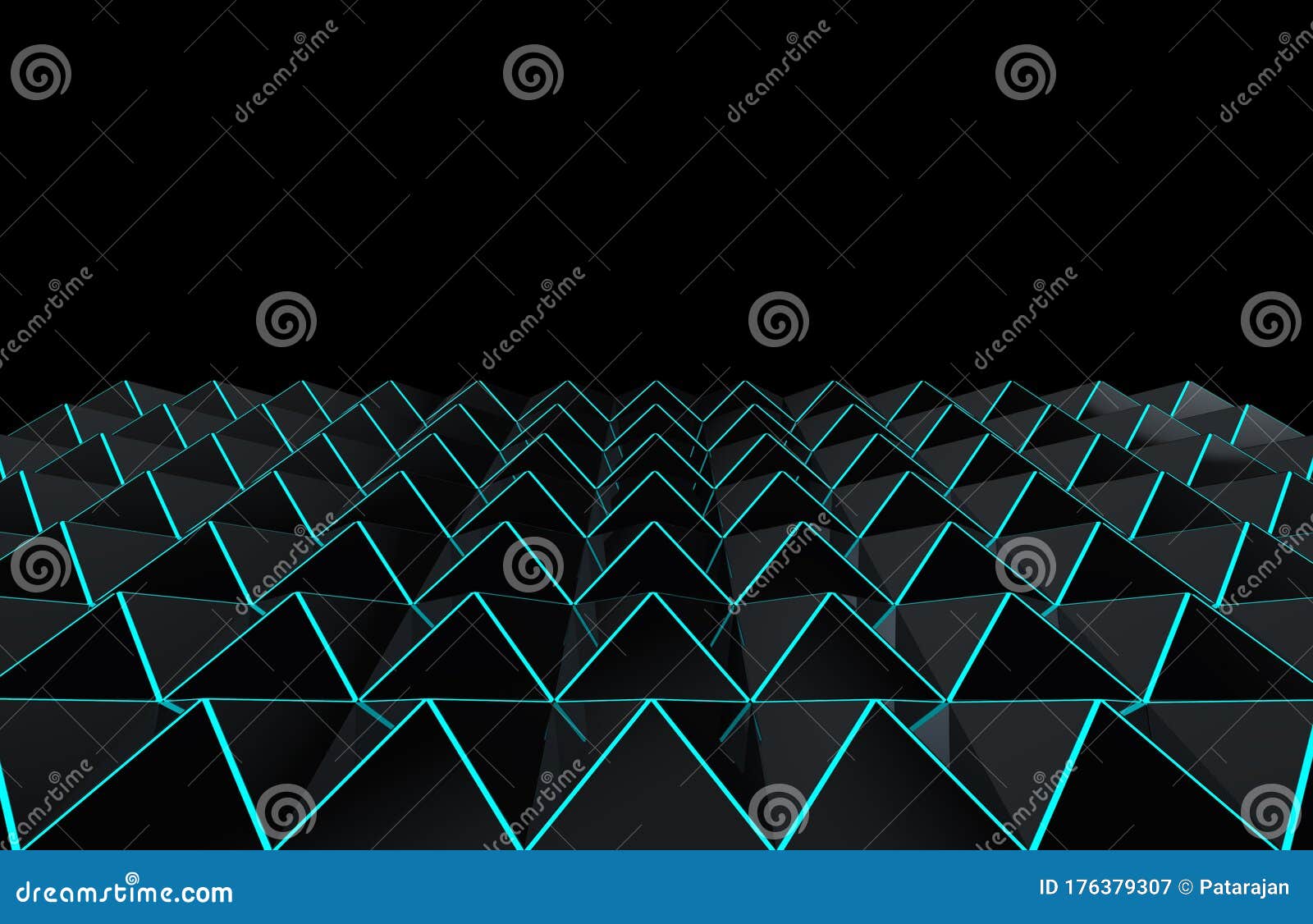 3d Rendering. Modern Futuristic Dark Triangle Grid with Blue Beam Light ...