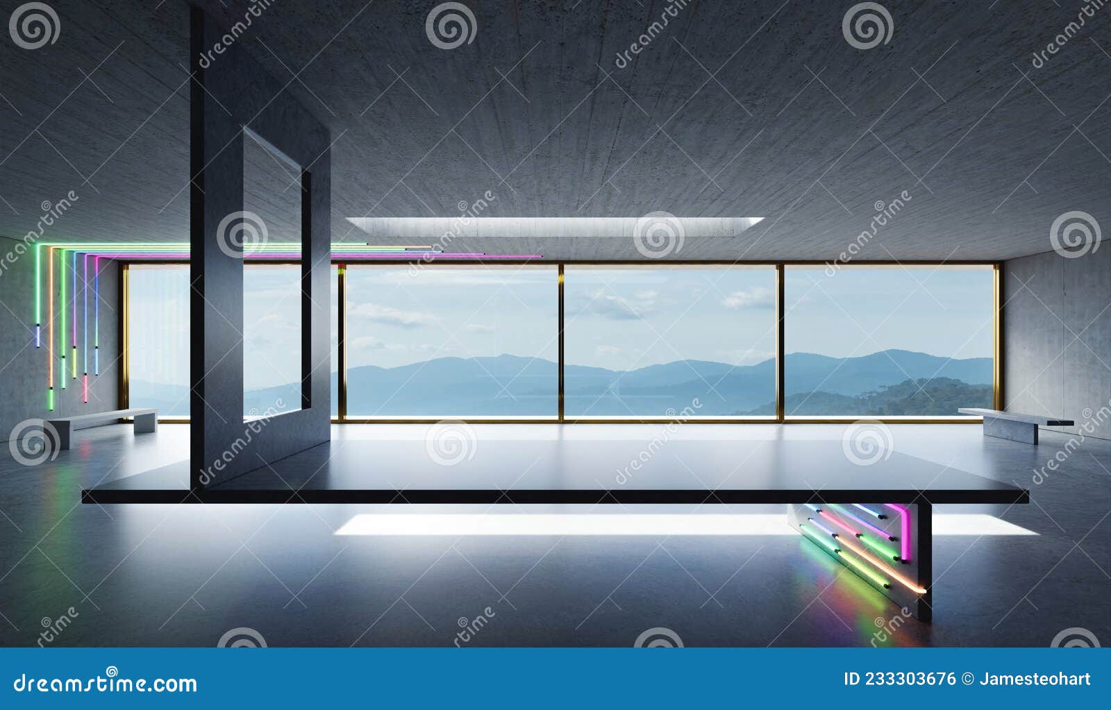 3D Rendering of a Modern and Futuristic Loft Interior Design Stock ...