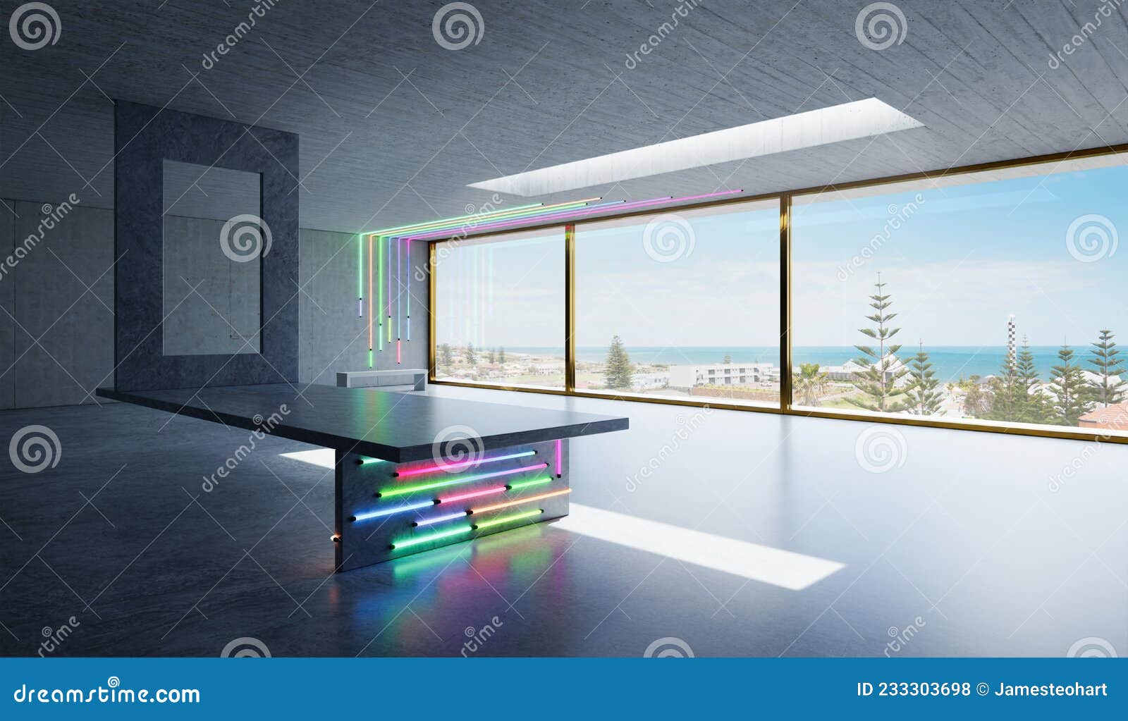 3D Rendering of a Modern and Futuristic Loft Interior Design Stock ...
