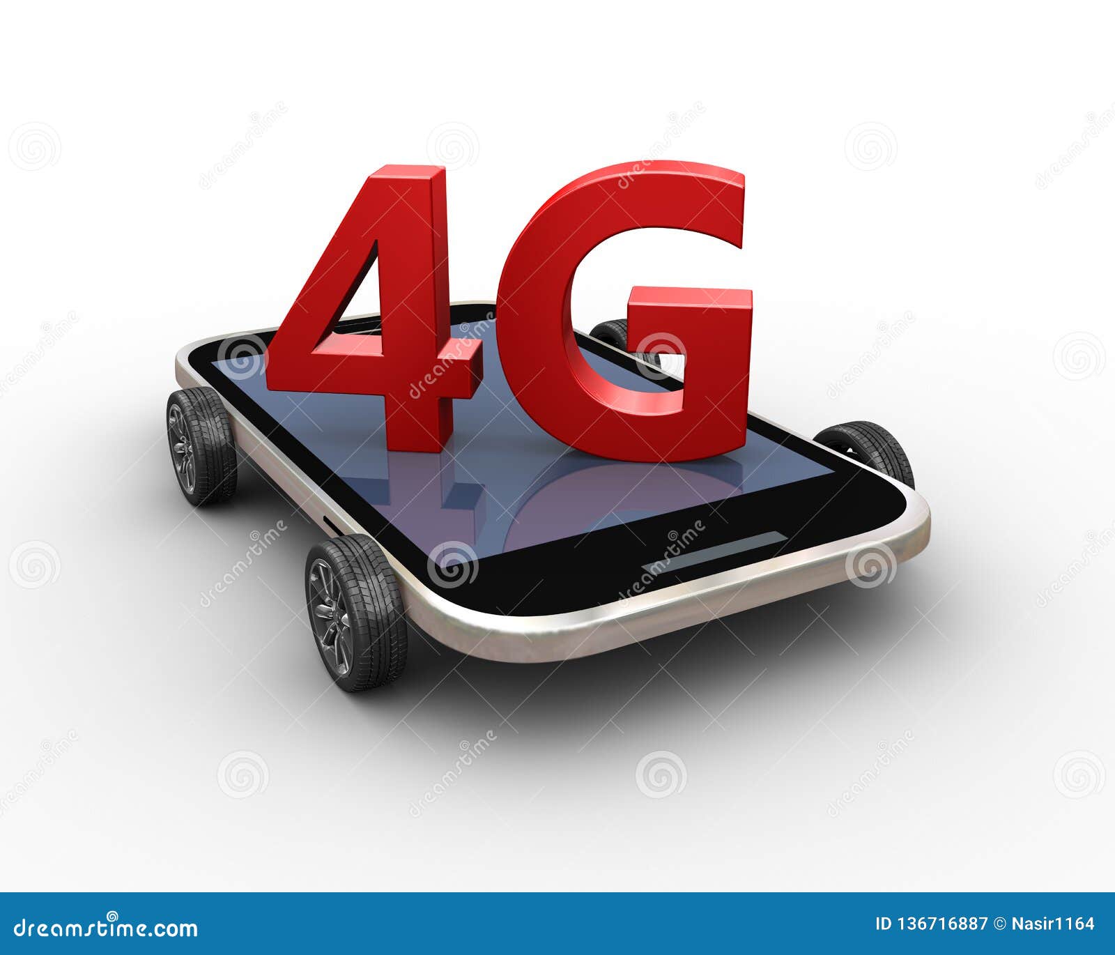 3d Render of 4g Smart Mobile Phone on Wheel Stock Illustration ...