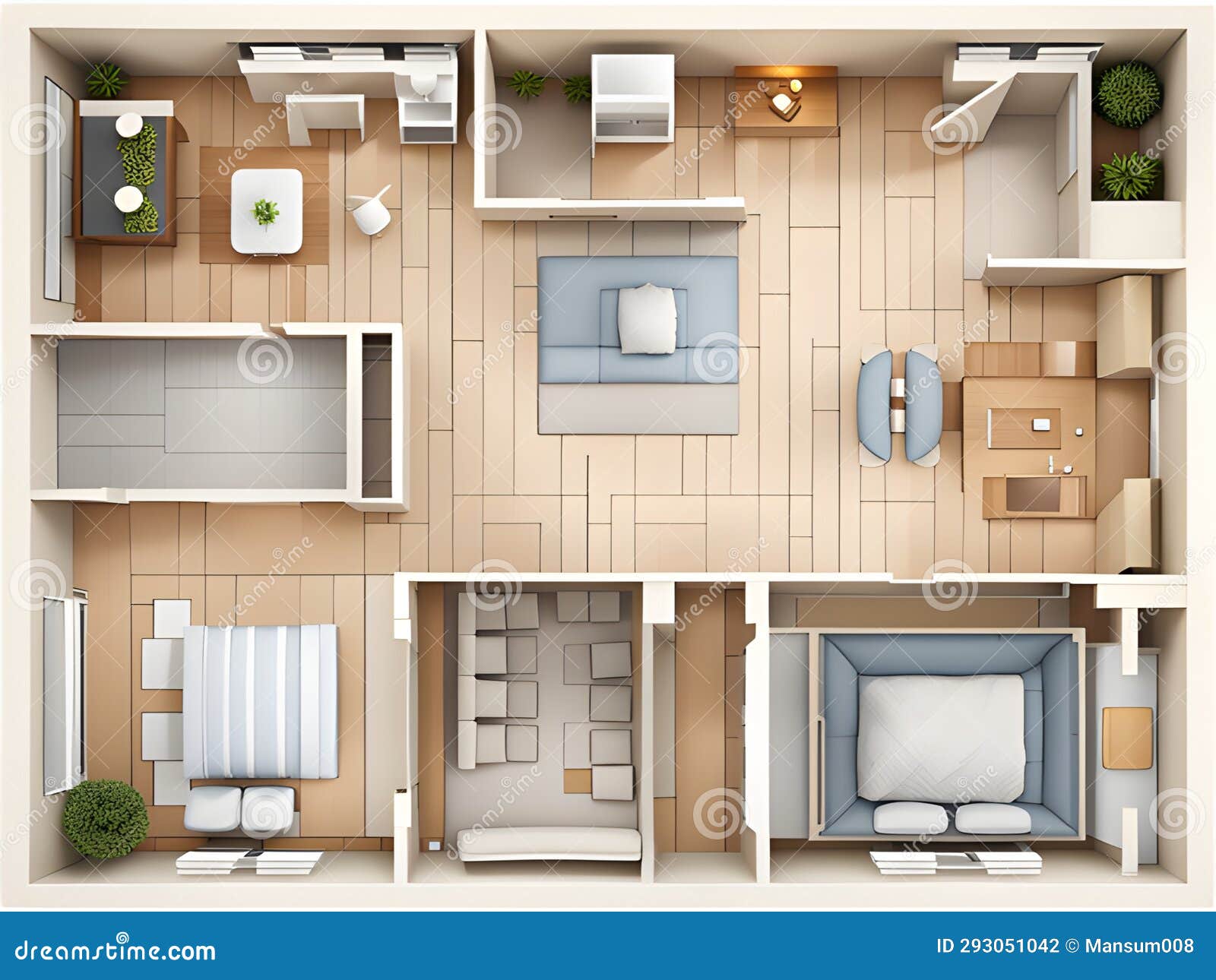 3d Rendering Modern Home Interior Design Stock Illustration ...