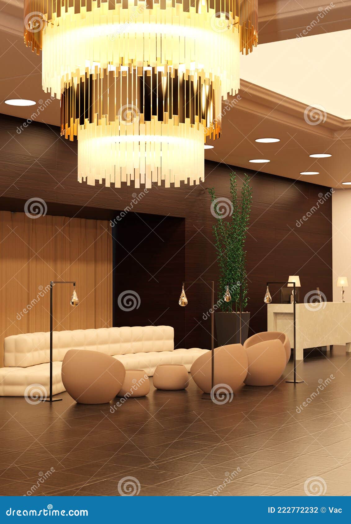 3D Rendering Hotel Lobby stock illustration. Illustration of style ...