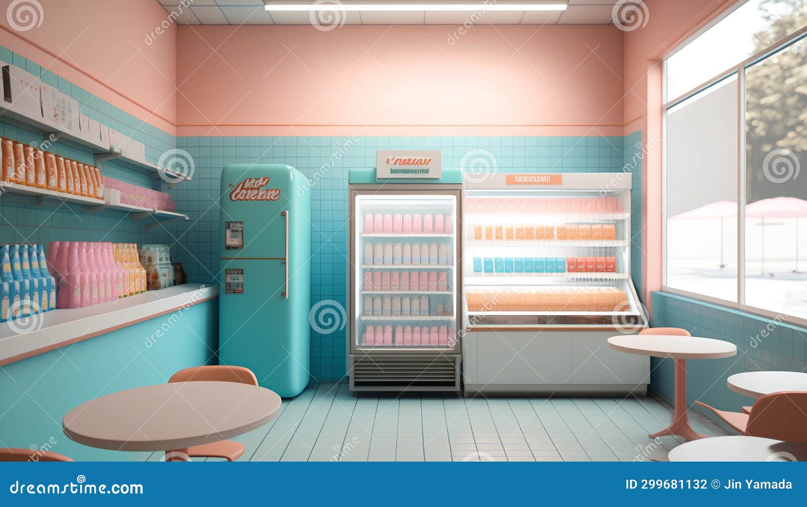 3d Rendering of a Modern Ice Cream Shop in a Small Town Stock ...