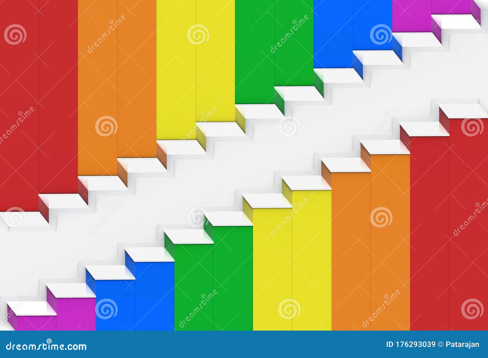 3d Rendering. Modern Lgbt Rainbow Color Stair Shape Wall Background ...