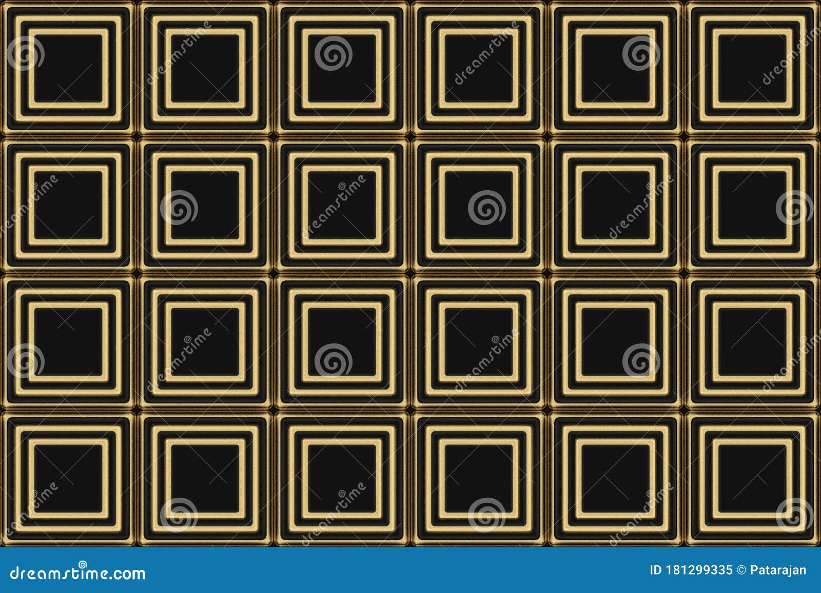 3d Rendering. Modern Luxurious Seamless Golden Square Grid Pattern Wall ...