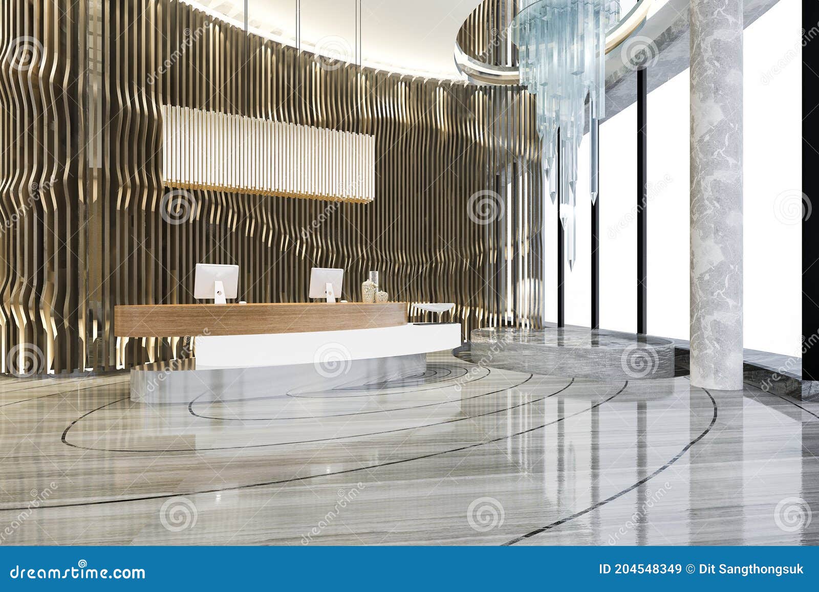 3d Rendering Modern Luxury Hotel and Office Reception and Lounge Stock ...