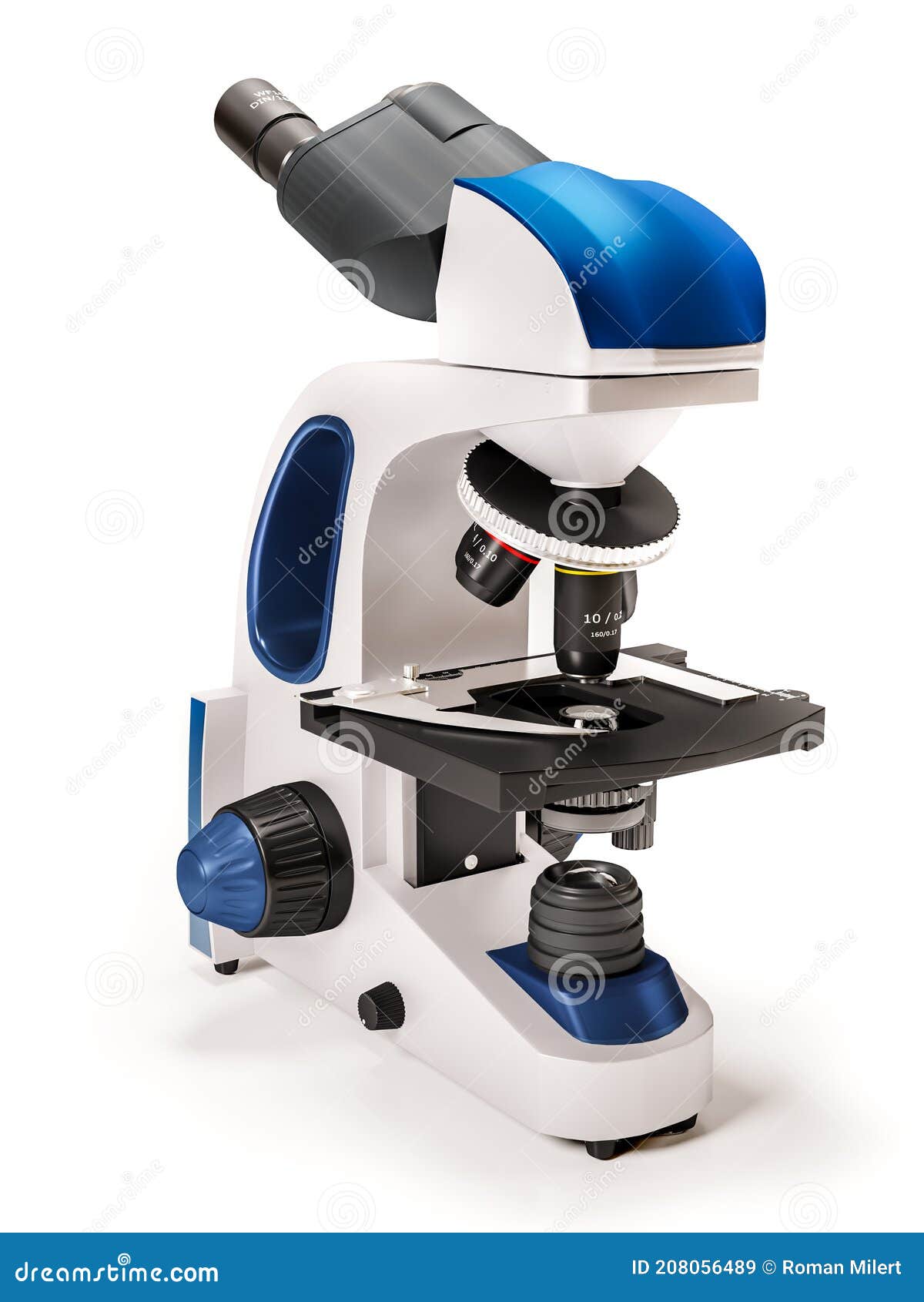 Modern microscope on white stock illustration. Illustration of ...
