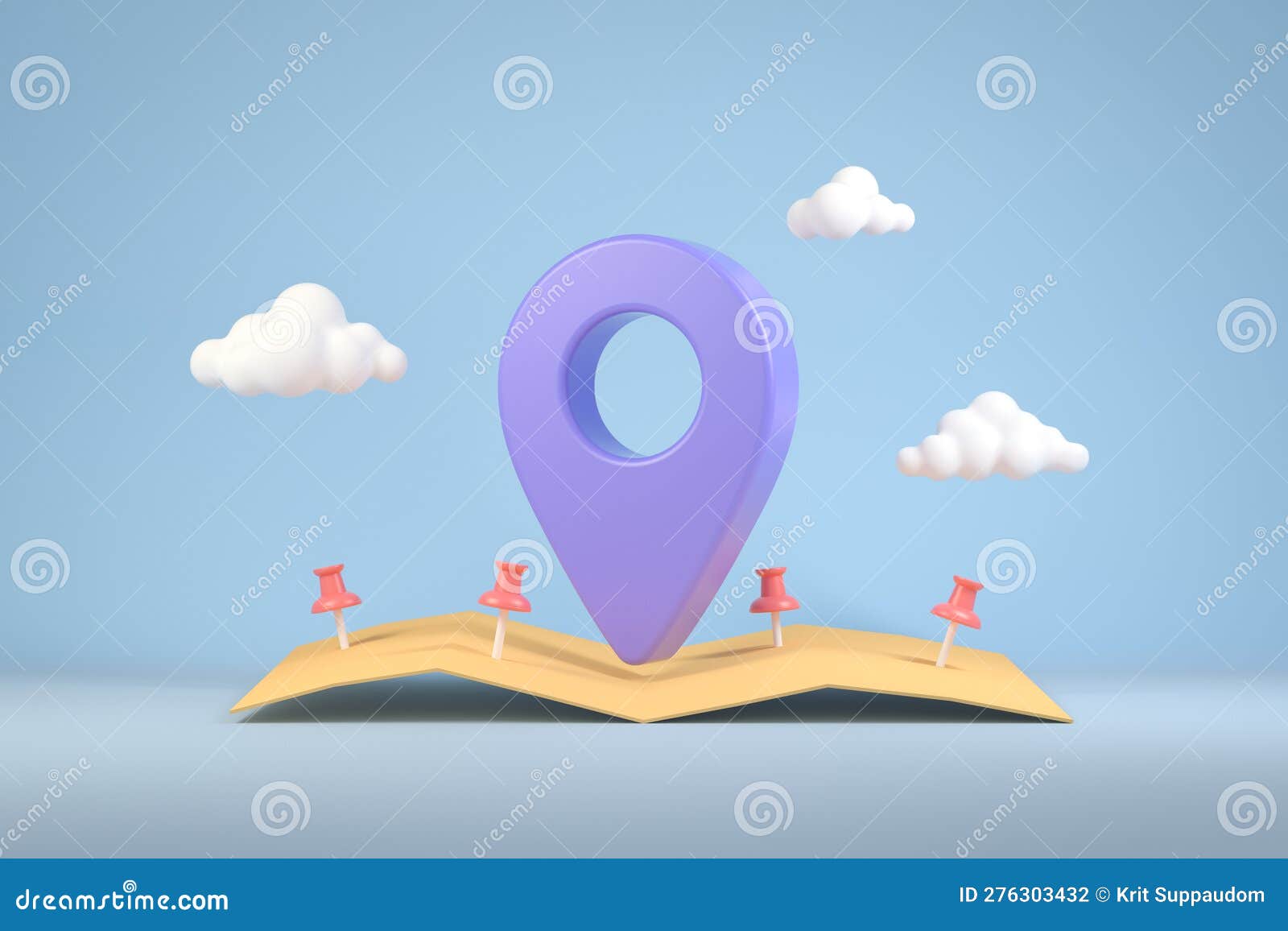 3d Rendering Modern Minimal Checking Point Pins Gps Location Marker ...