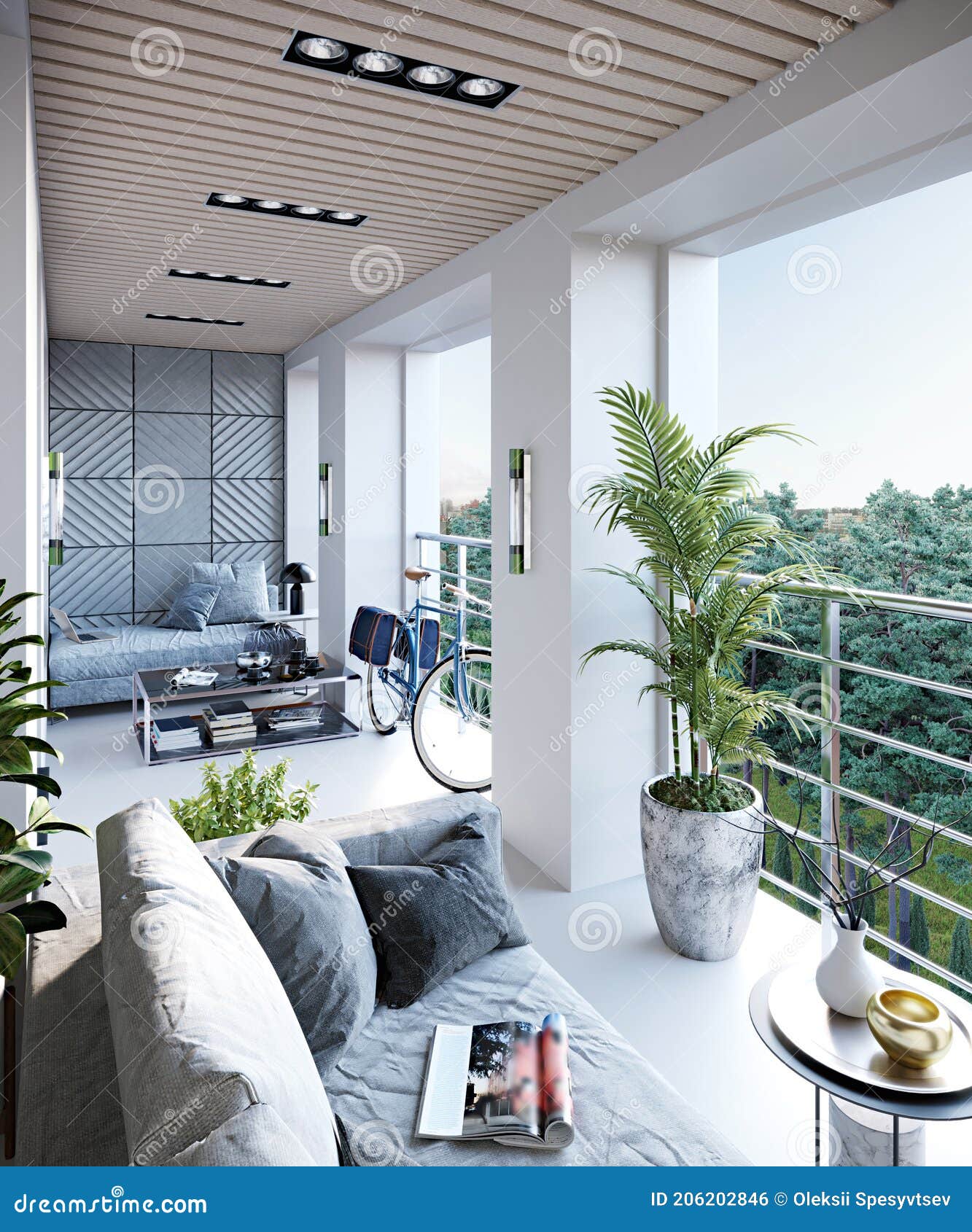 3d Render of a Modern Multistory Building Terrace or Balcony Stock ...