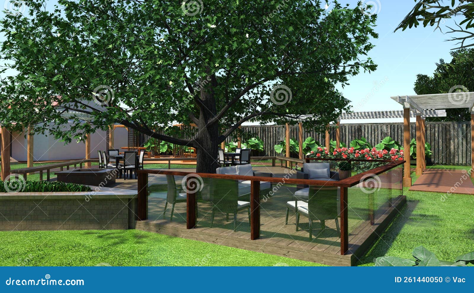 3D Rendering Modern Patio stock illustration. Illustration of rendering ...