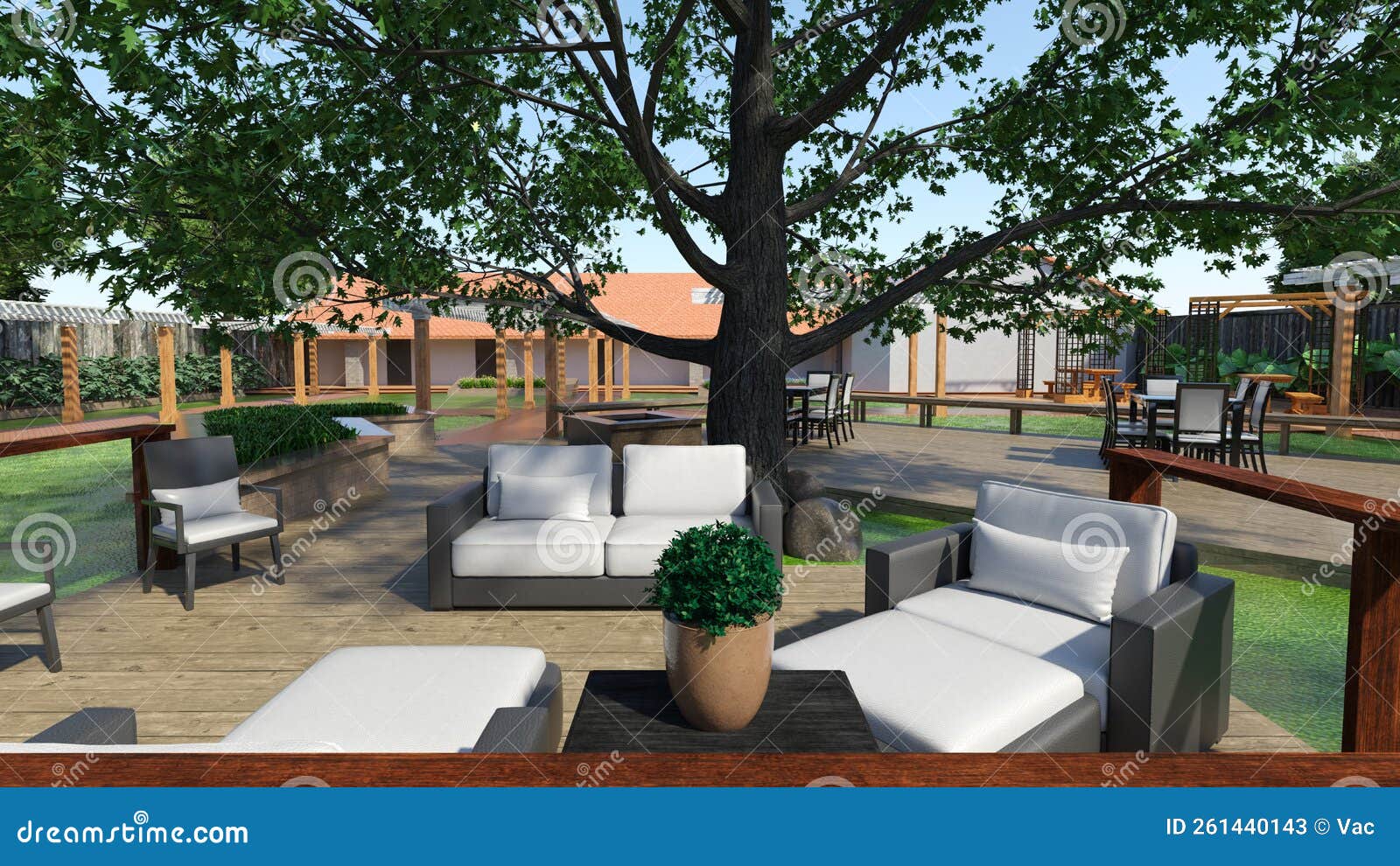 3D Rendering Modern Patio stock illustration. Illustration of modern ...