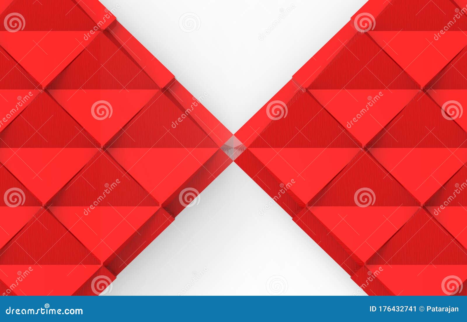 3d Rendering. Modern Red Square Grid Art Tile Pattern Design on White ...
