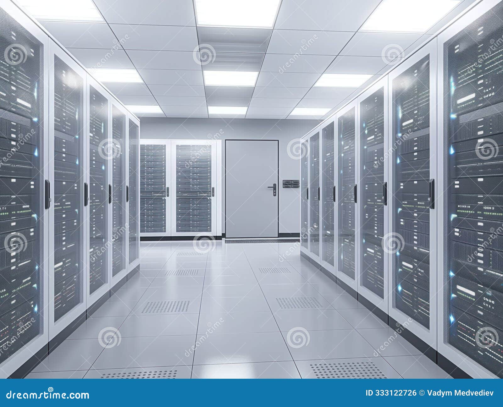 3D Rendering of a Modern Server Room in Data Center with Cabinets ...