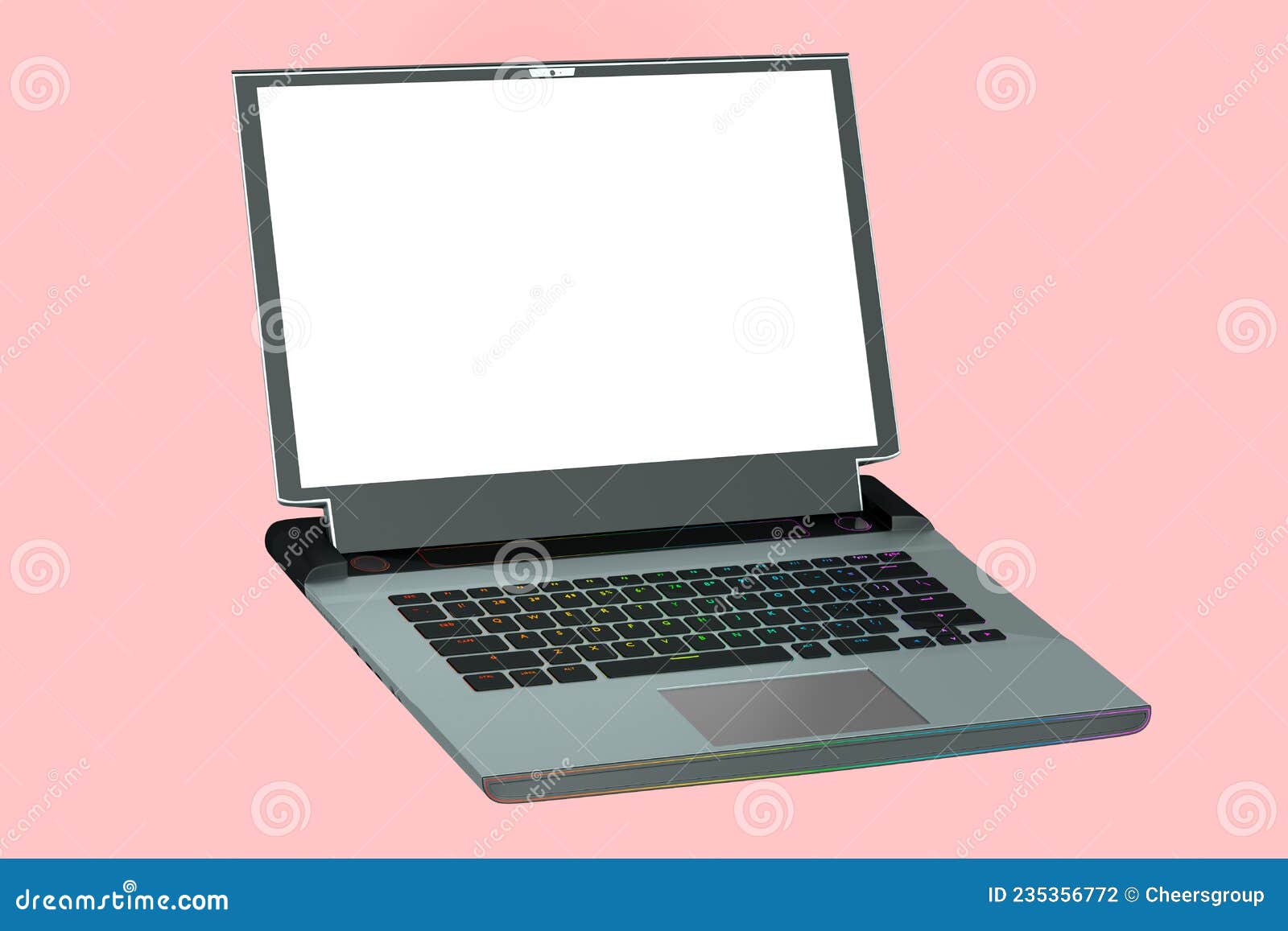 3d Rendering of Modern Silver Gaming Laptop with Rgb Lights Isolated on ...