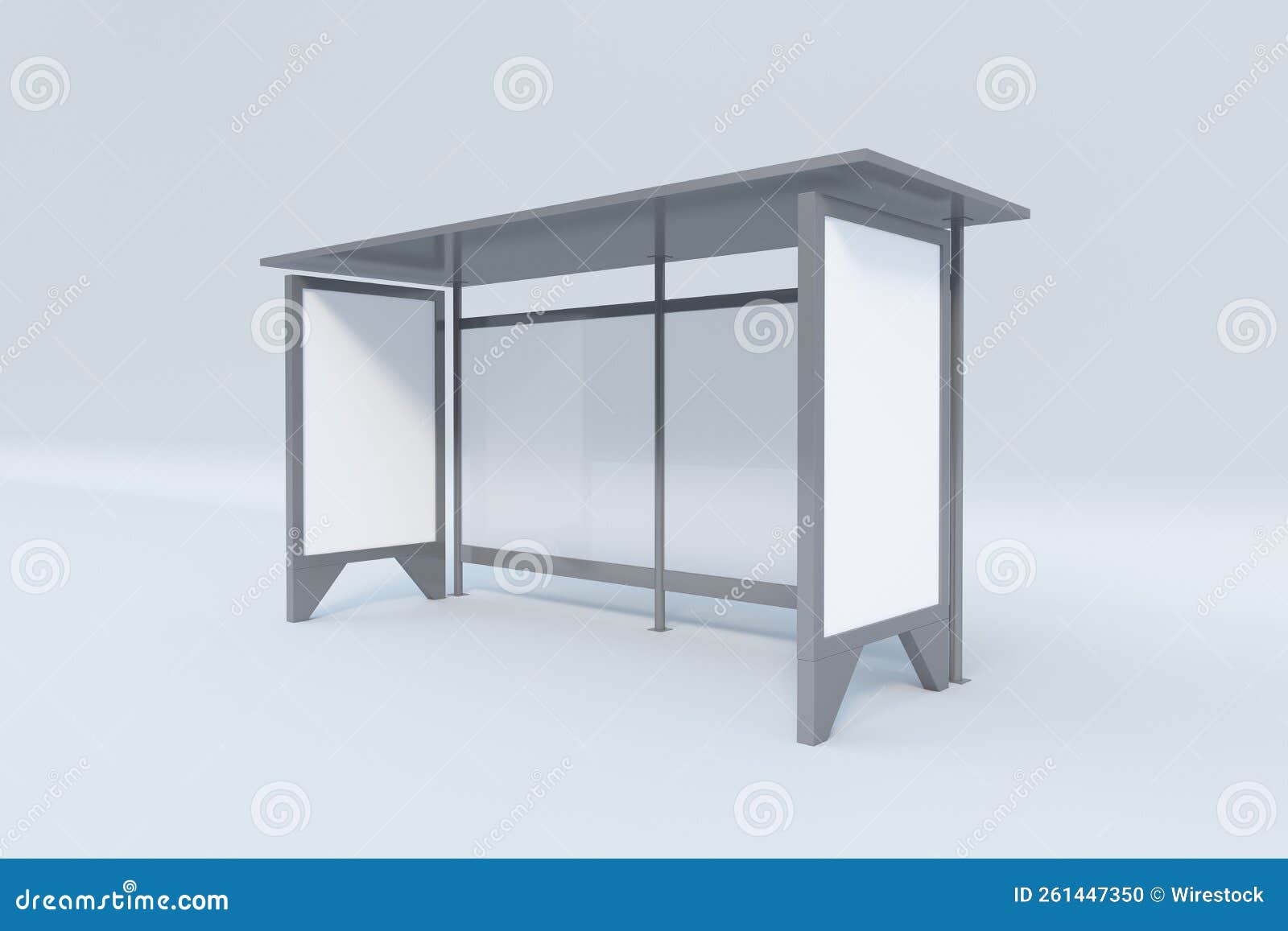 3D Rendering of a Modern Simple Bus Stop Side View on White Background ...