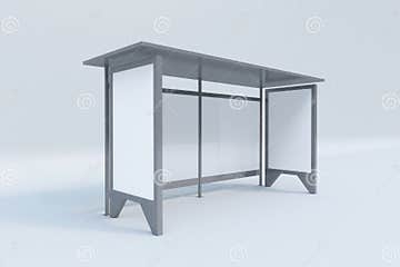 3D Rendering of a Modern Simple Bus Stop Side View on White Background ...