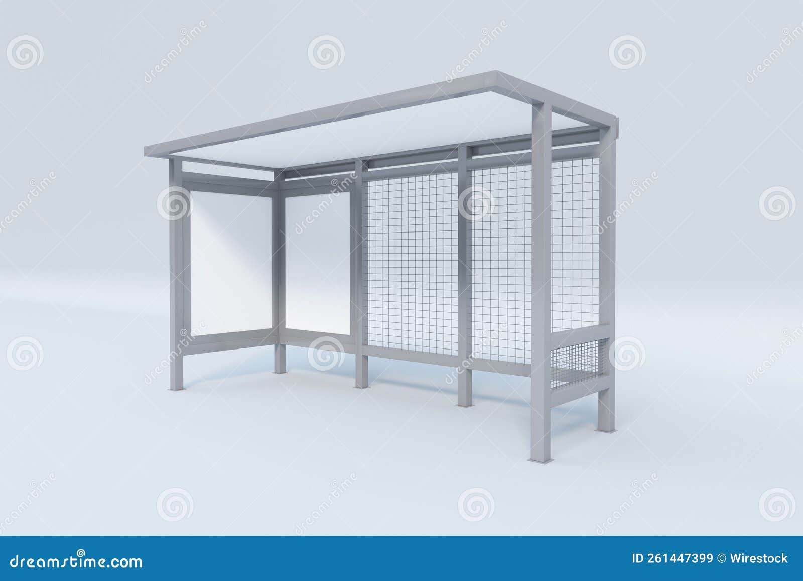 3D Rendering of a Modern Simple Bus Stop Side View on White Background ...