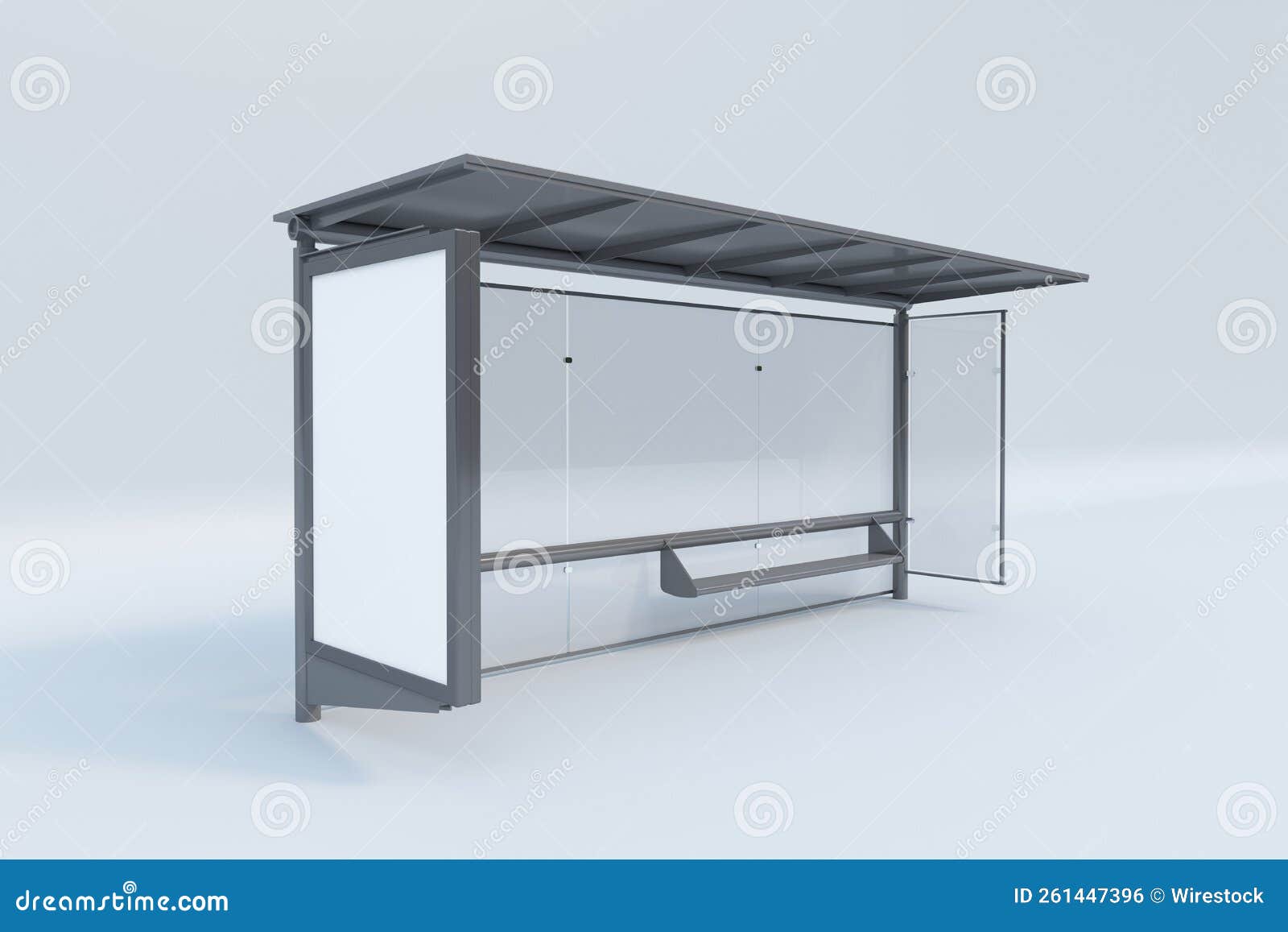 3D Rendering of a Modern Simple Bus Stop on White Background Stock ...
