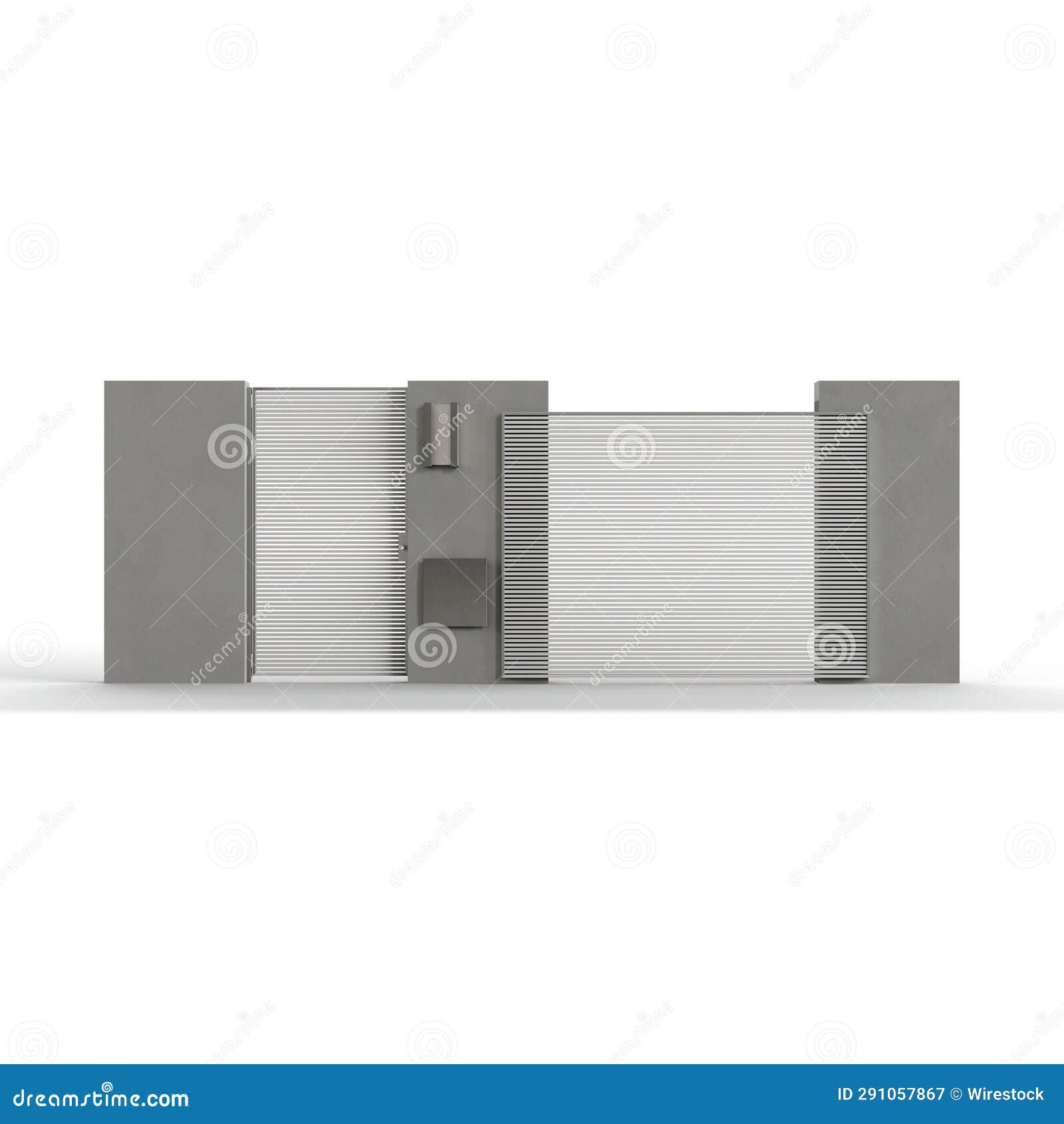 3D Rendering of Modern-style Gates on a White Background Stock ...