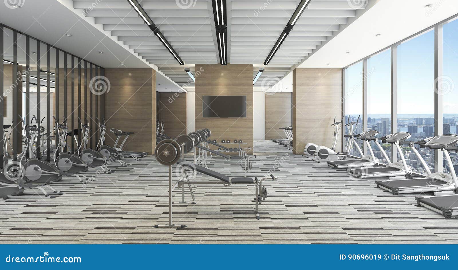 3d Rendering Modern Style Training and Gym with City View Stock ...