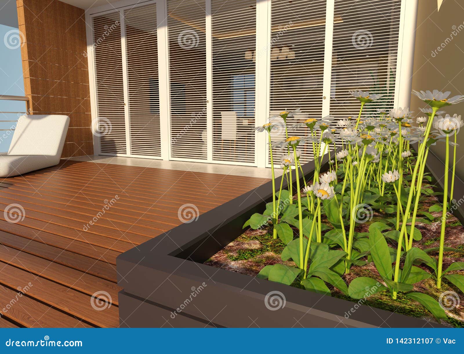 3D Rendering Modern Terrace Stock Illustration - Illustration of ...
