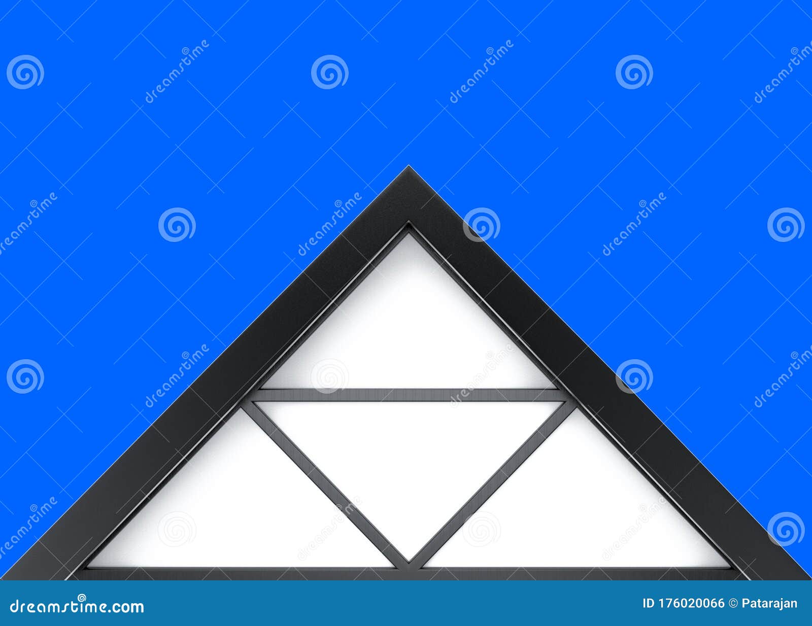 3d Rendering. Modern Triangular Shape Tiles on House Facade with Blue ...