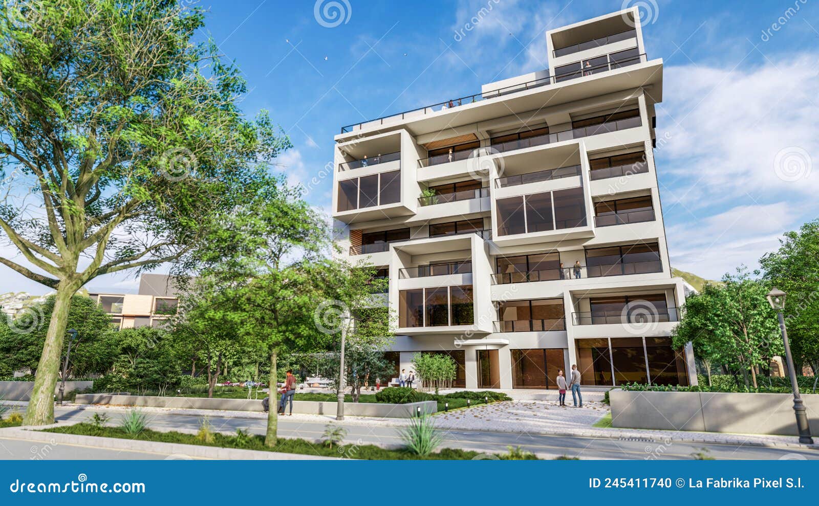 Modern new apartment block stock illustration. Illustration of ...